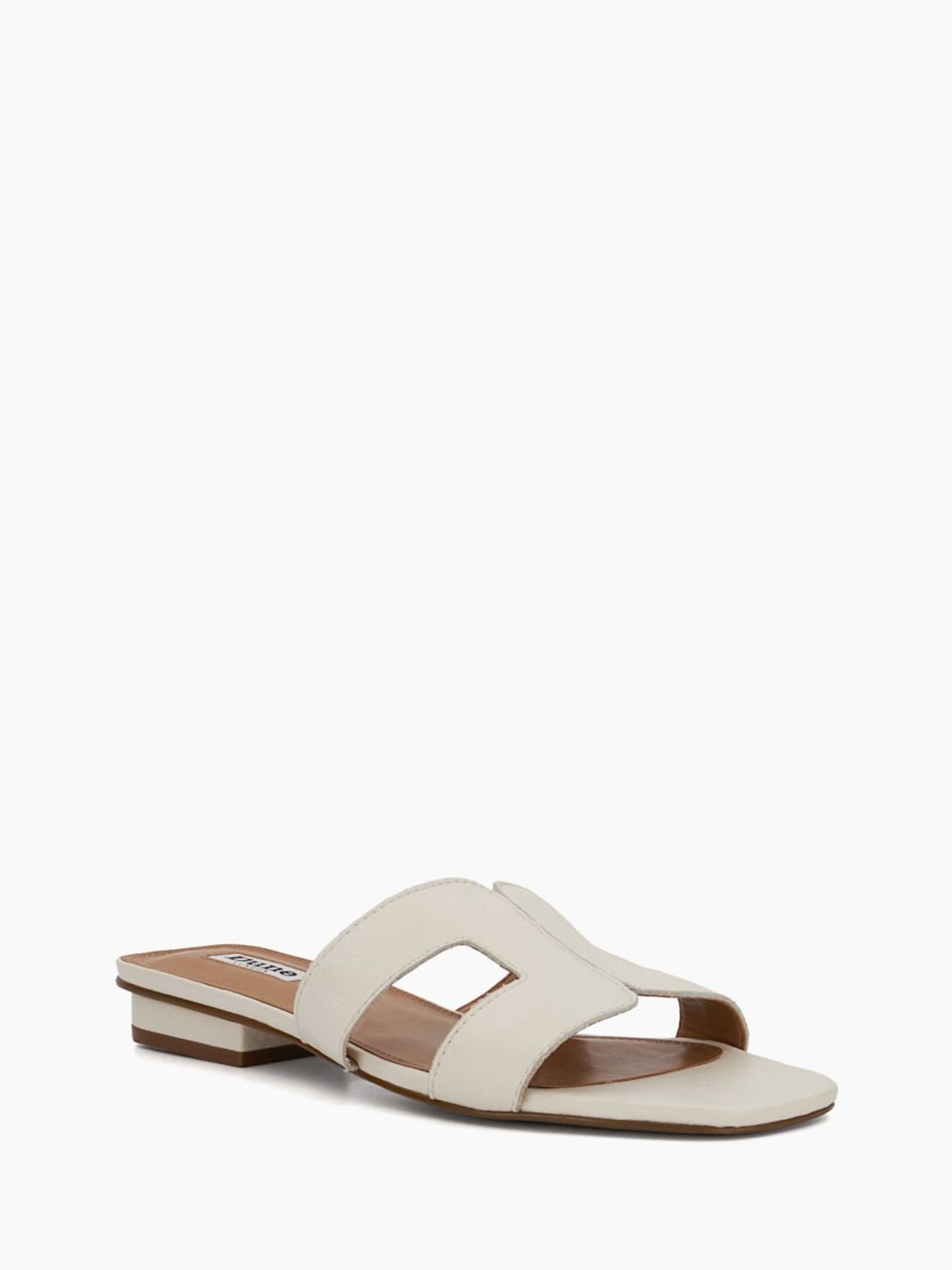 Buy Dune London White Standard Fit Leather Loupe Smart Slider Sandals ...