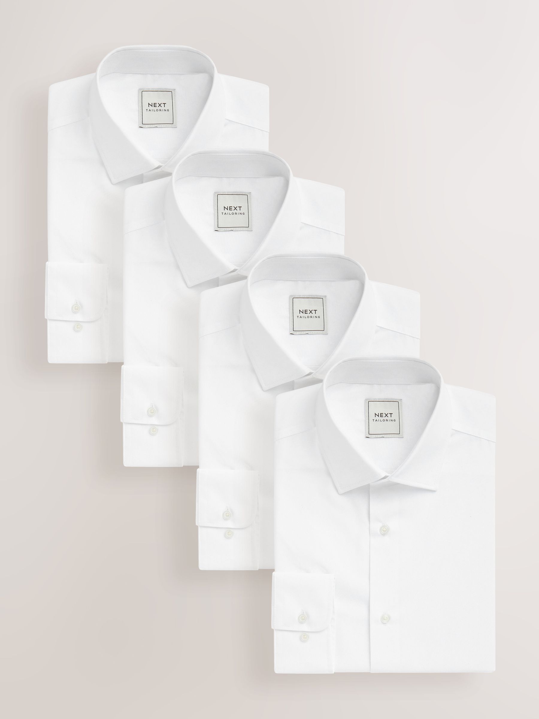 Buy White Slim Fit Easy Care Single Cuff Smart Shirts 4 Pack from the ...