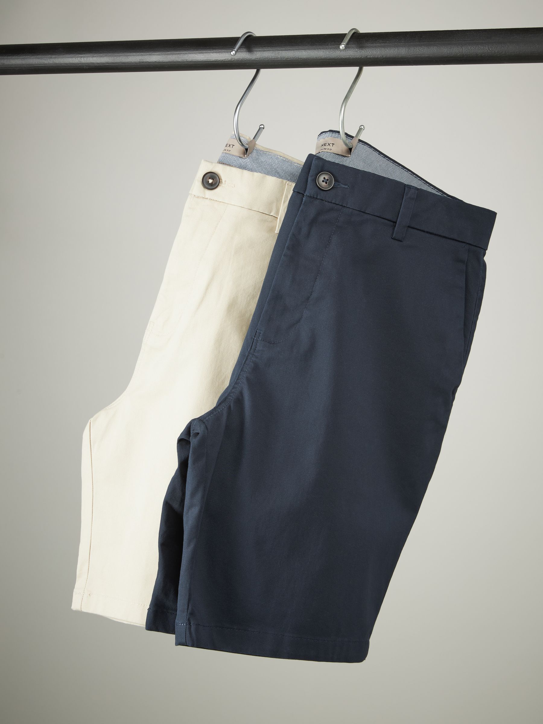 Buy Navy/Stone Slim Fit Stretch Chino Shorts 2 Pack from the Next UK ...