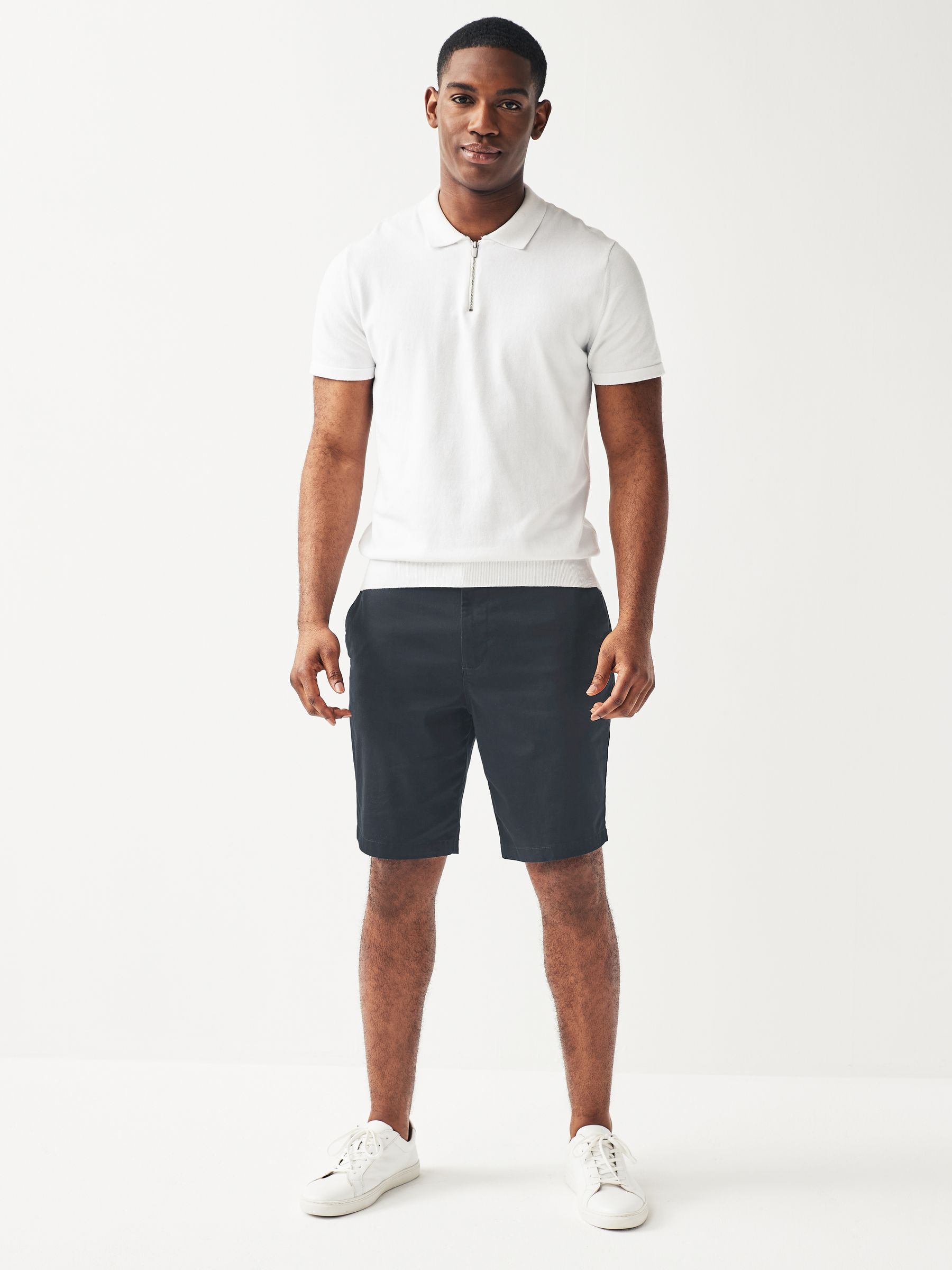 Buy Navy/Stone Slim Fit Stretch Chino Shorts 2 Pack from the Next UK ...