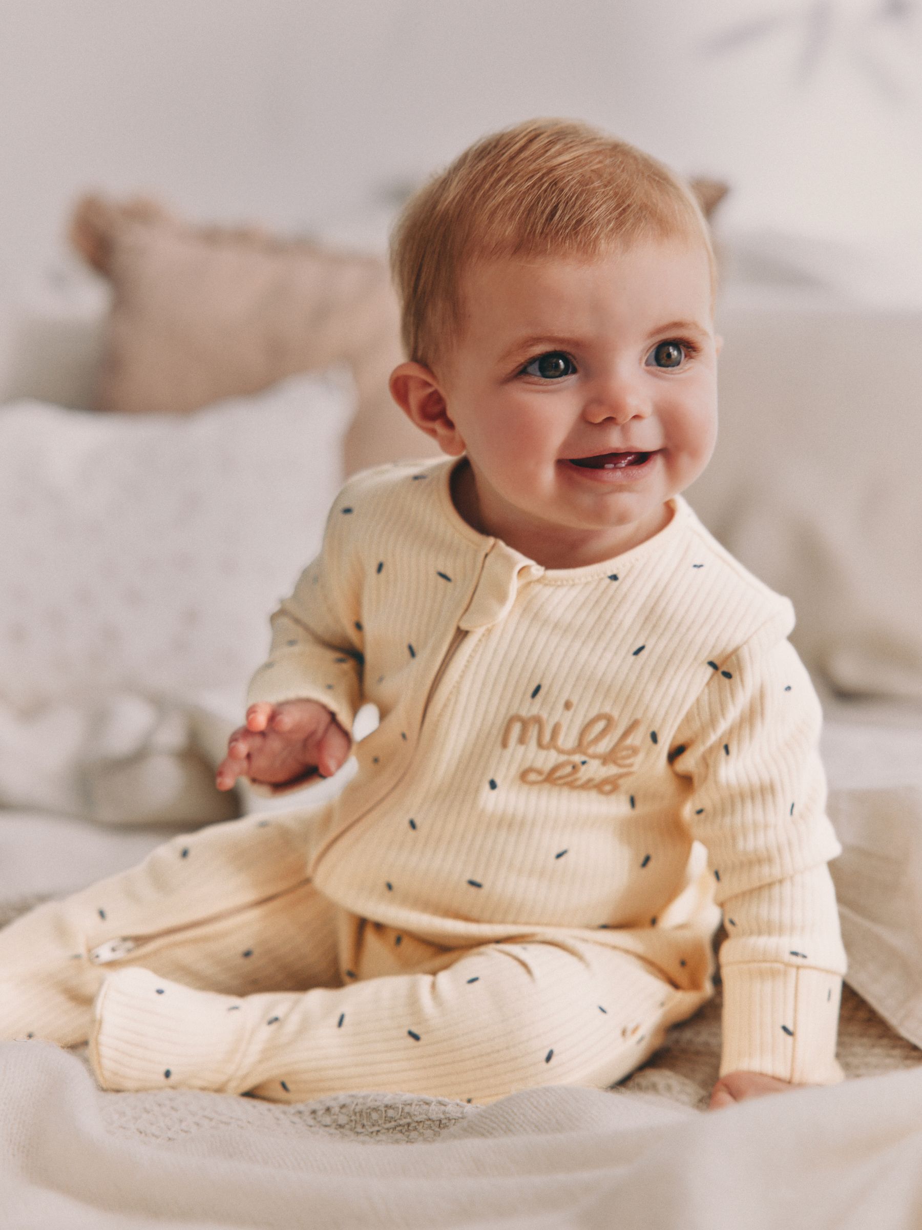 Buy Neutral Milk Club - Baby Two Way Zip 100% Cotton Sleepsuits 3 Pack ...