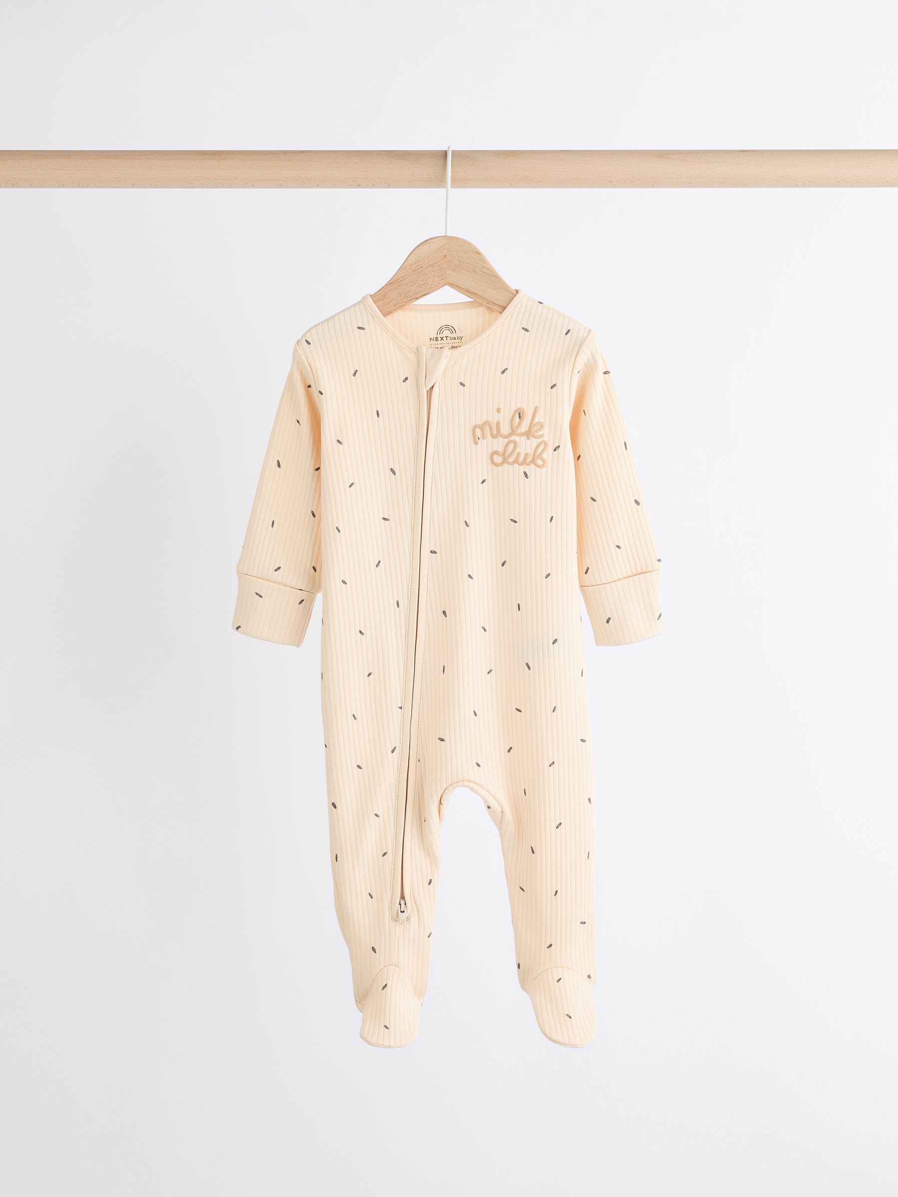 Buy Neutral Milk Club Baby Two Way Zip 100% Cotton Sleepsuits 3 Pack ...