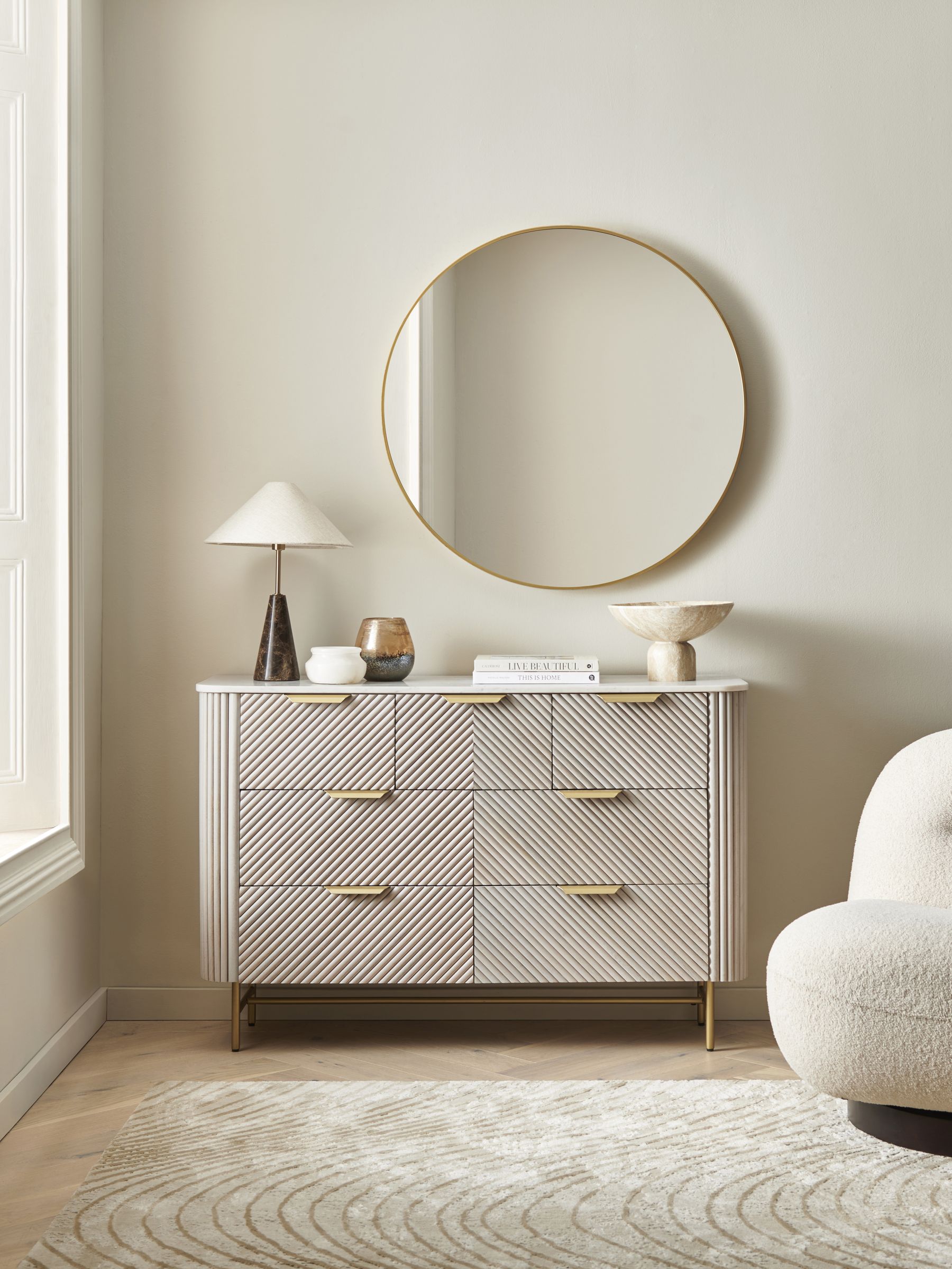 Buy Light Grey Valencia Marble and Mango Wood 7 Drawer Chest of Drawers from the Next UK online shop