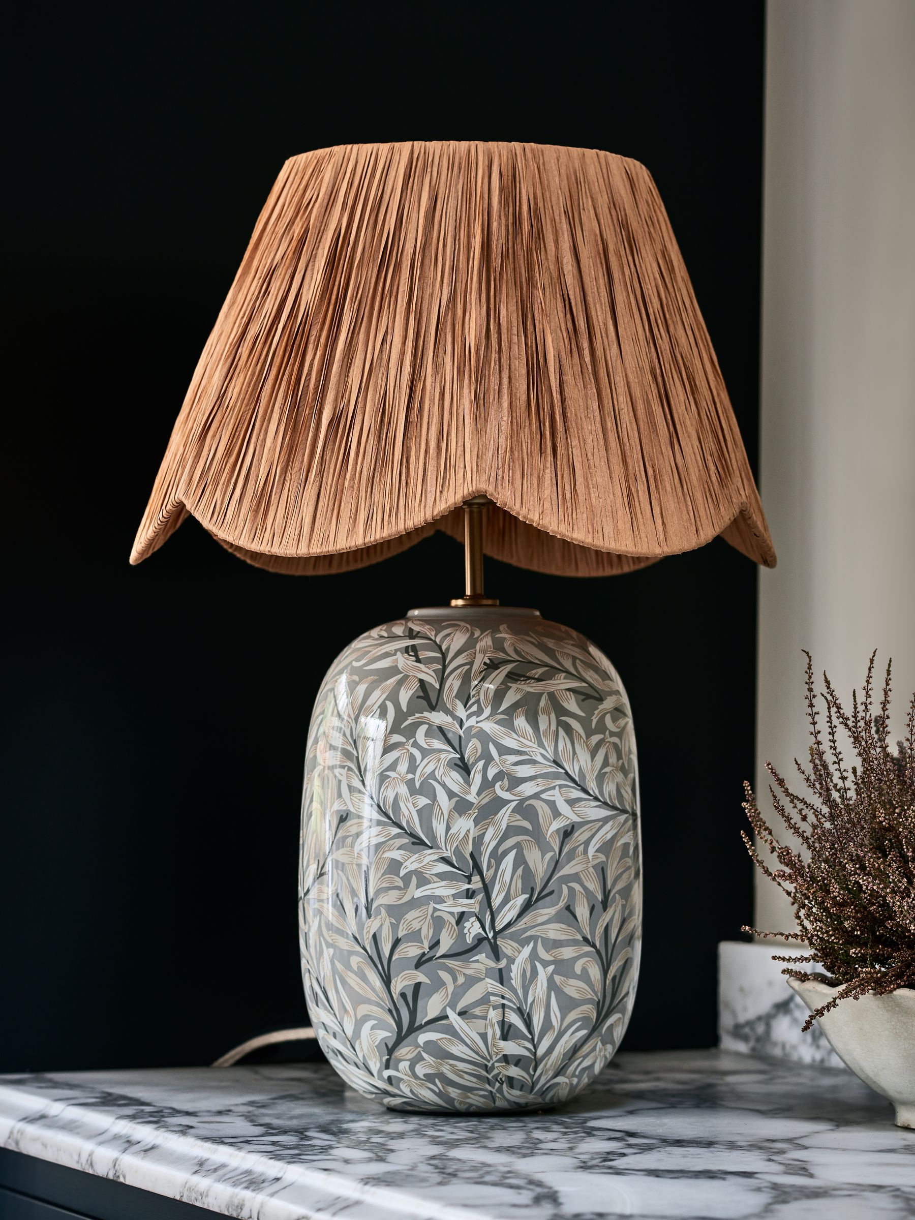 Buy Clarke and Clarke Natural Willow Boughs Scalloped Table Lamp from ...