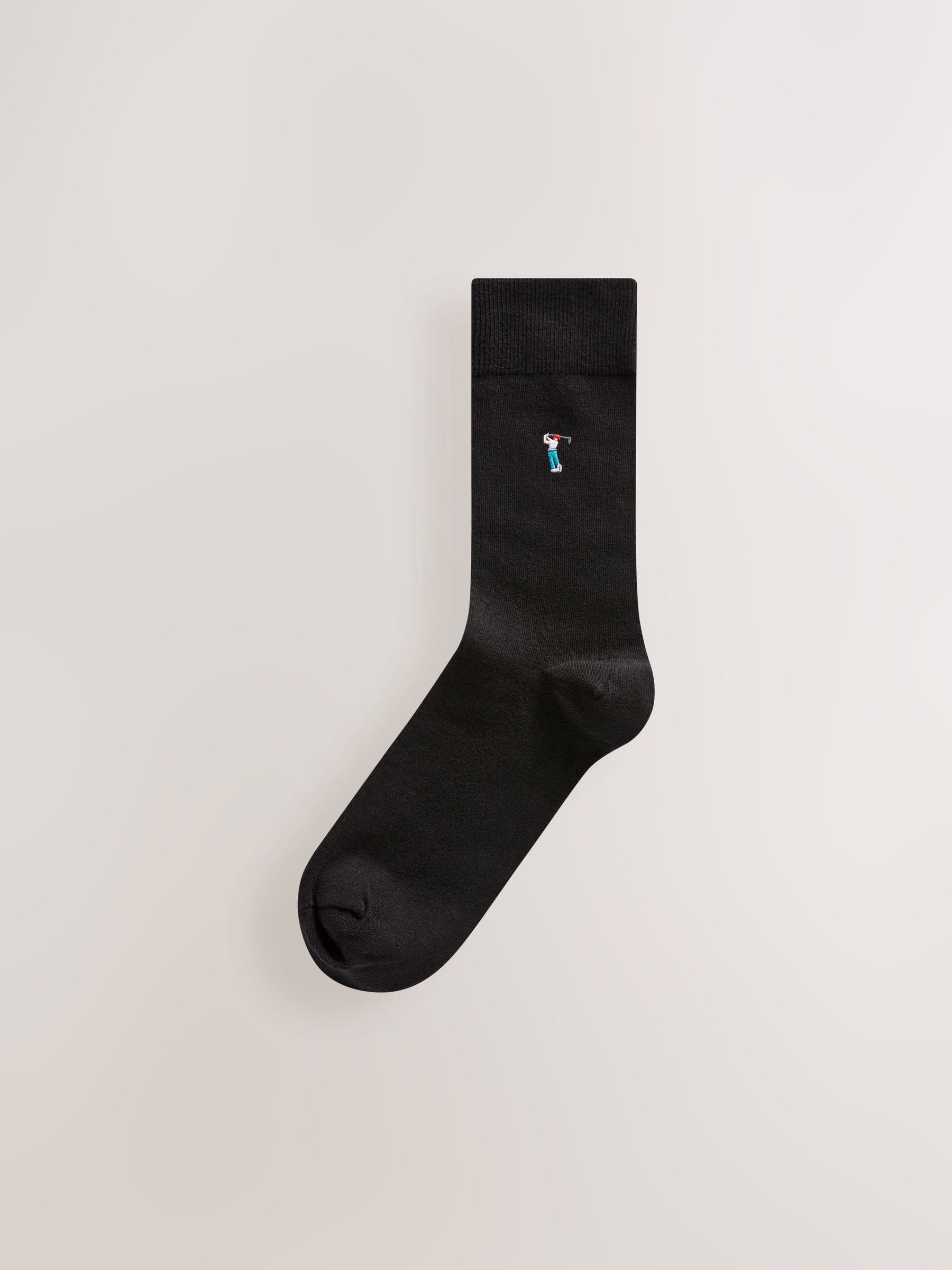 Buy Black Golf Fun Embroidered Socks 5 Pack from Next Ireland
