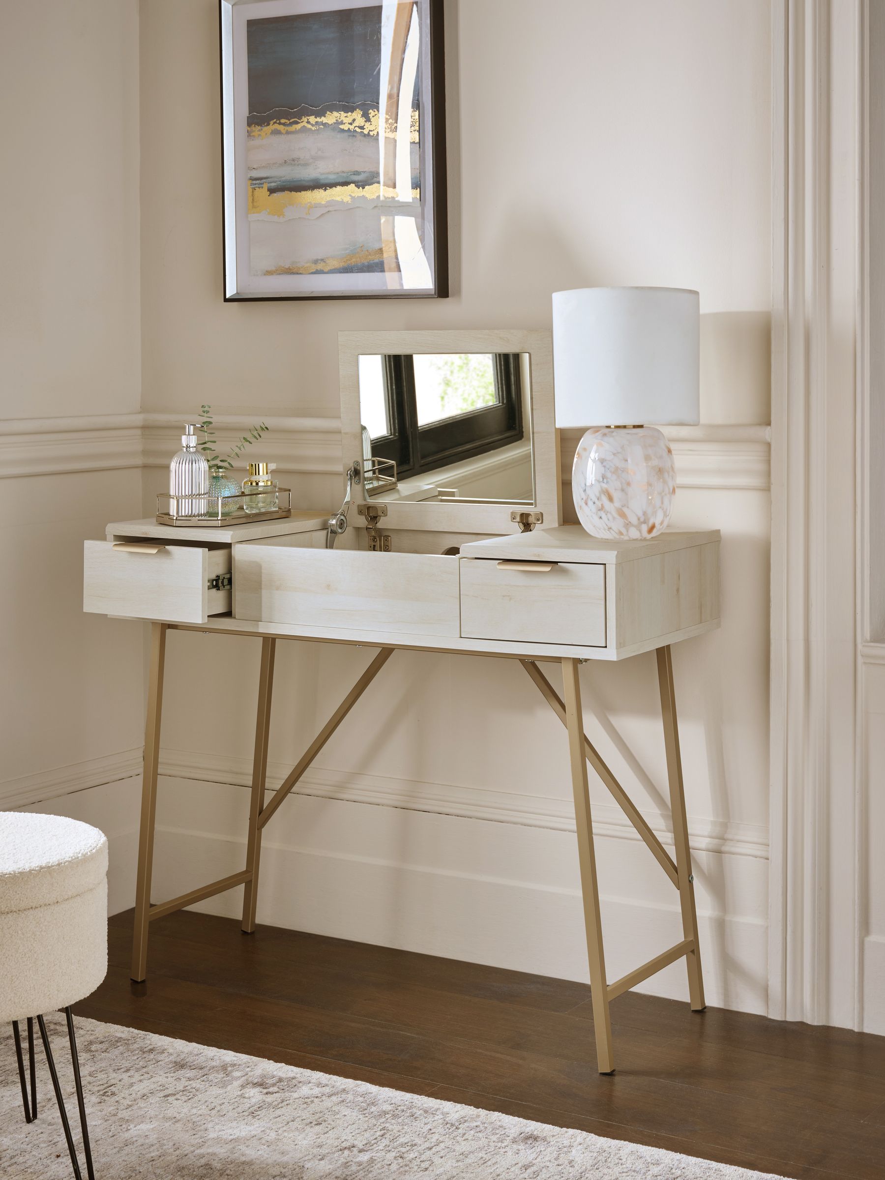 Buy White Bronx Oak Effect 2 Drawer Console Dressing Table from the ...