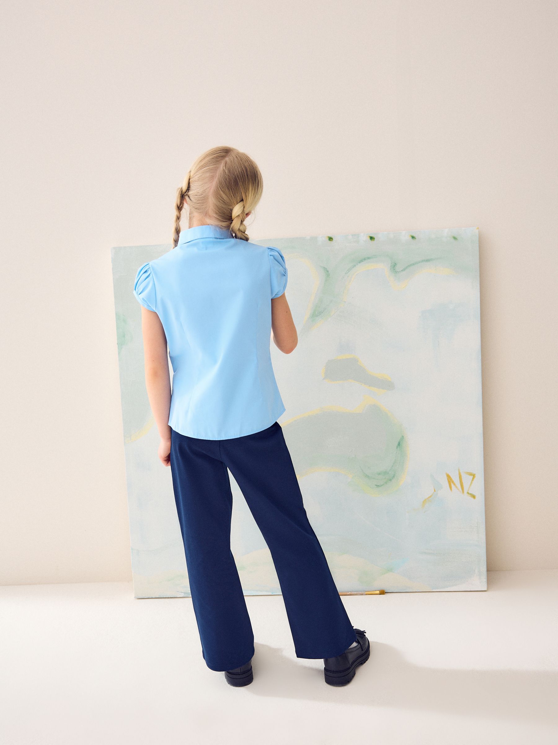 Buy Blue Puff Sleeve School Blouse (3-16yrs) from the Next UK online shop