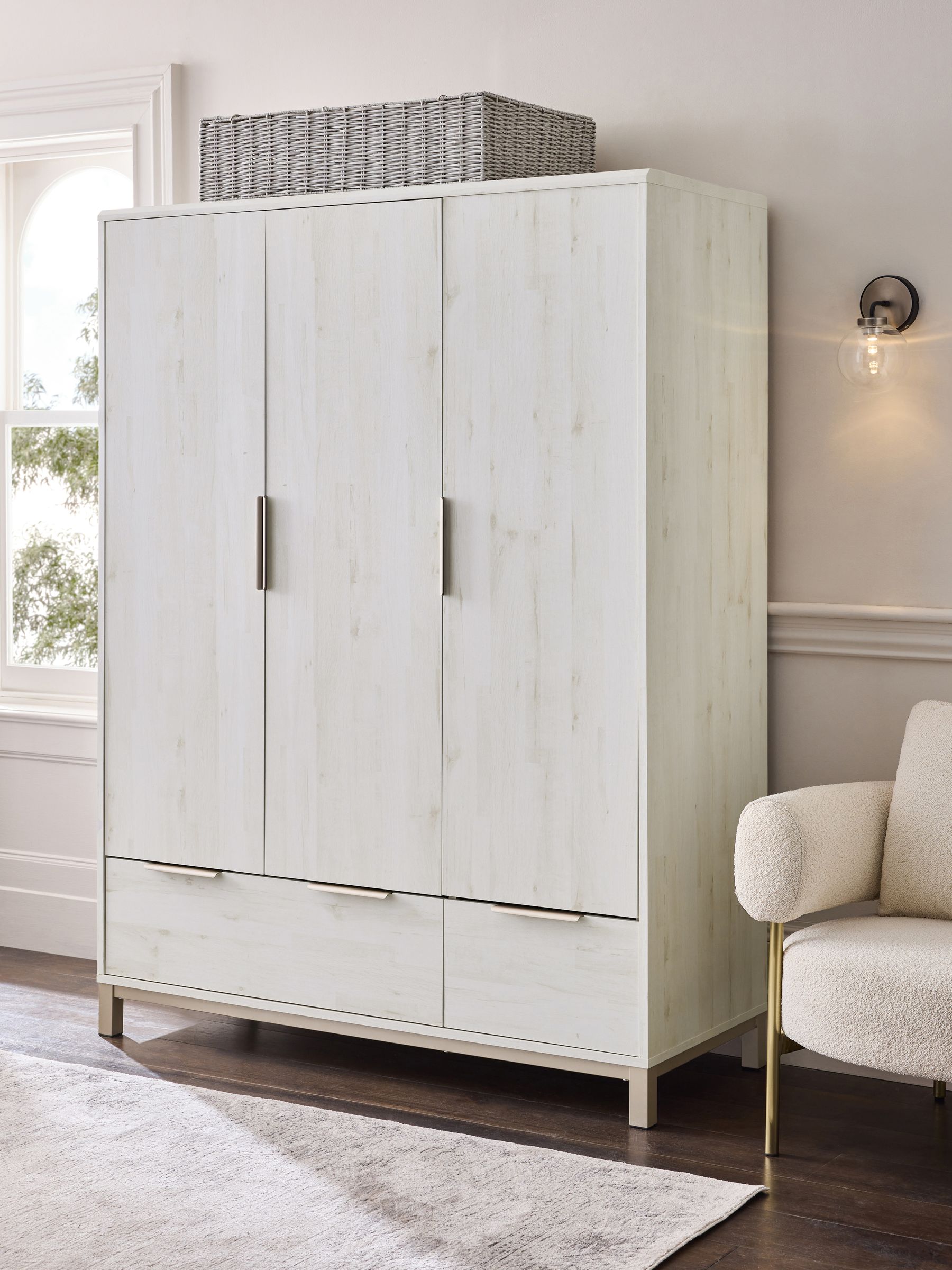 Buy White Bronx Oak Effect Triple, 2 Drawers Wardrobe from the Next UK ...