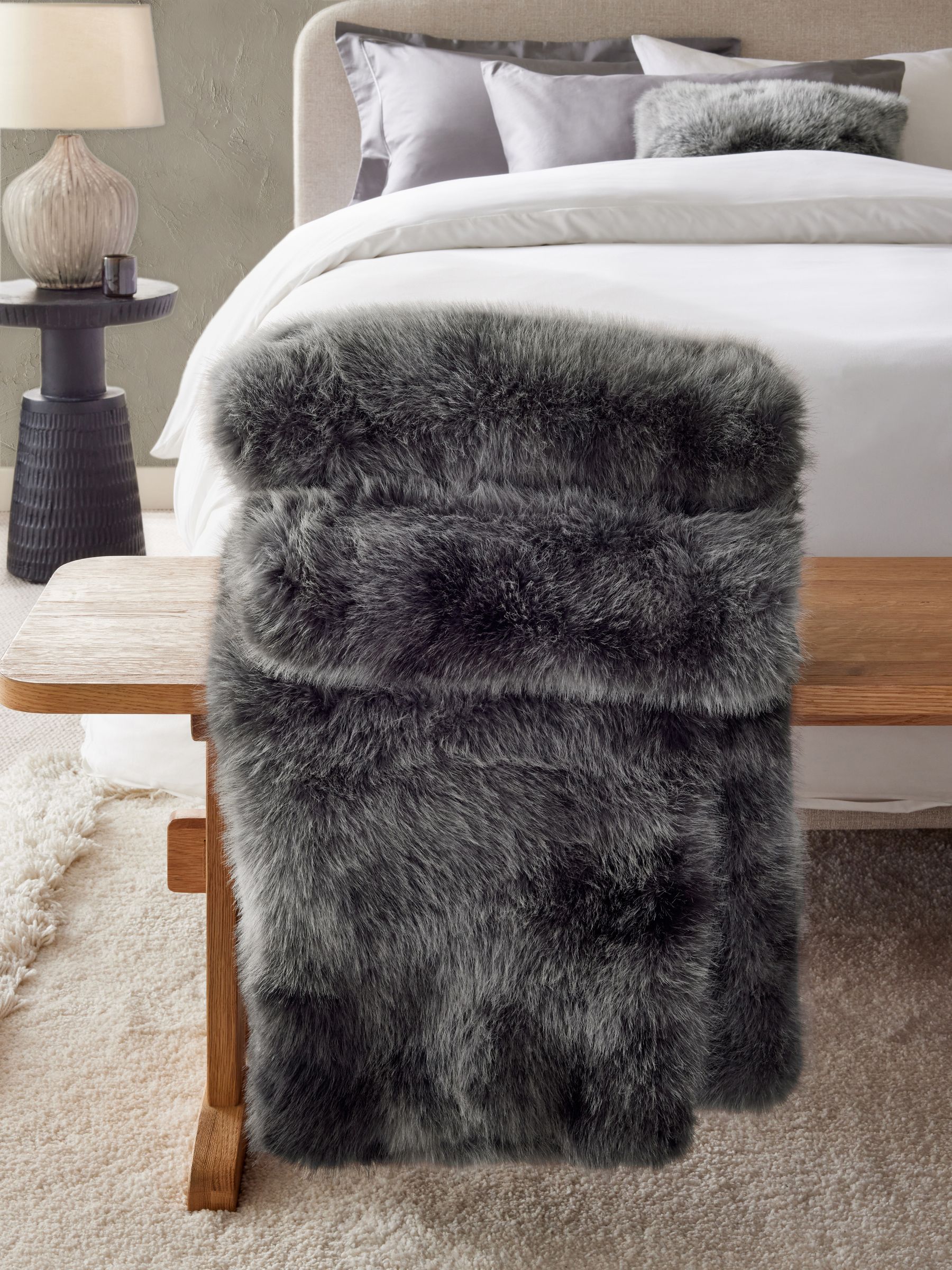 Buy Charcoal Grey Loulou Faux Fur Throw from the Next UK online shop