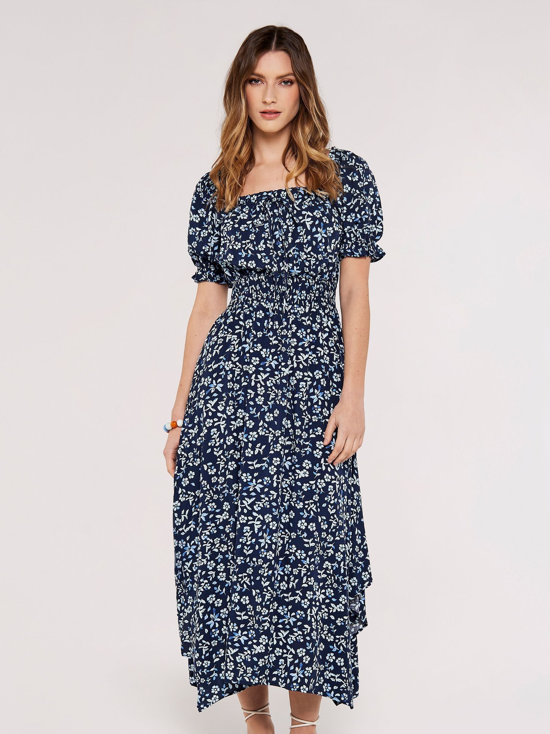 Buy Apricot Blue Sarasa Micro Floral Milkmaid Dress from the Next UK ...