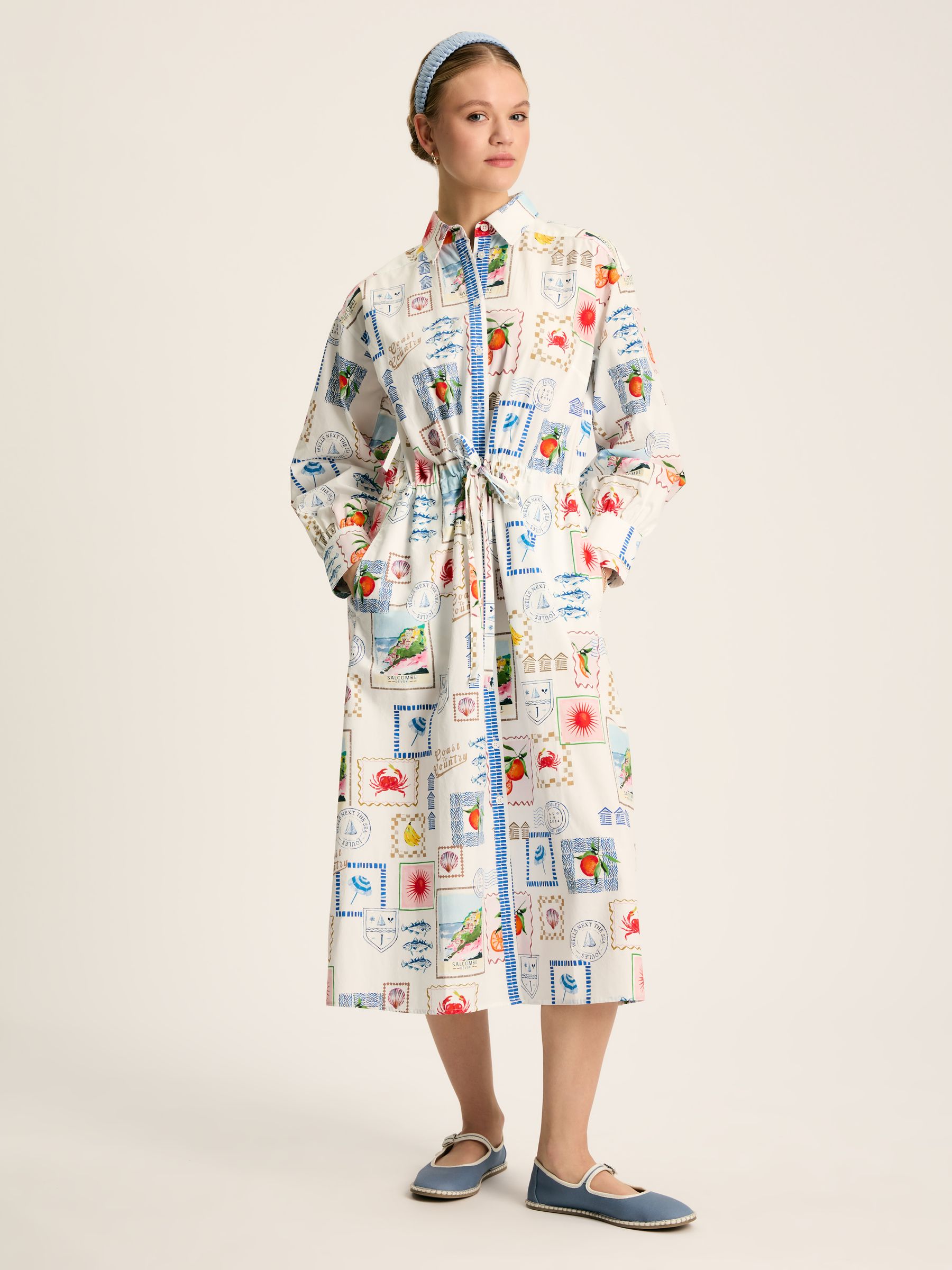 Buy Joules Francesca White Tie Waist Shirt Dress from Next Ireland