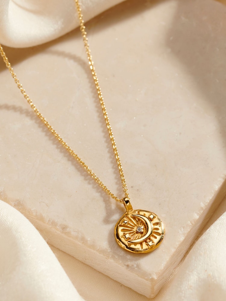 Buy Posh Totty Designs Personalised Birthstone Celestial Disc Necklace ...