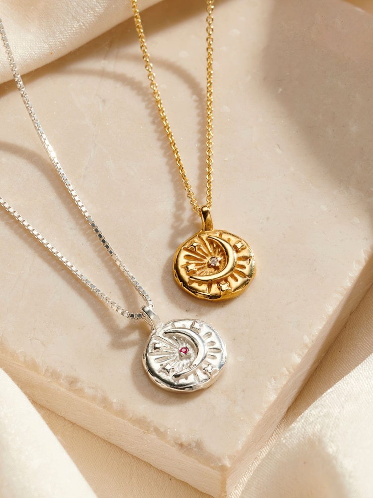 Buy Posh Totty Designs Personalised Birthstone Celestial Disc Necklace ...