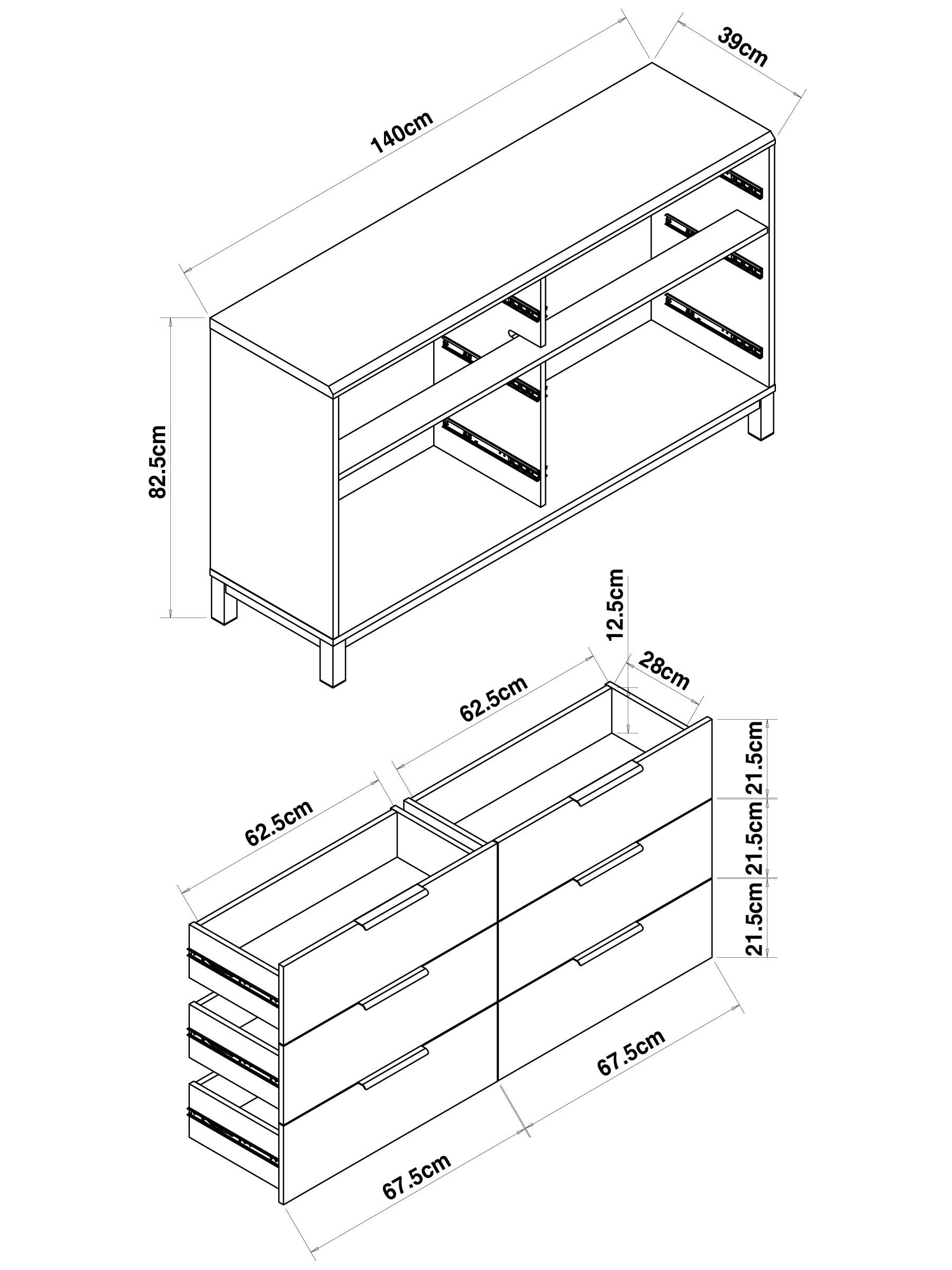 Buy White Bronx Oak Effect 6 Drawer Wide Chest of Drawers from Next Ireland