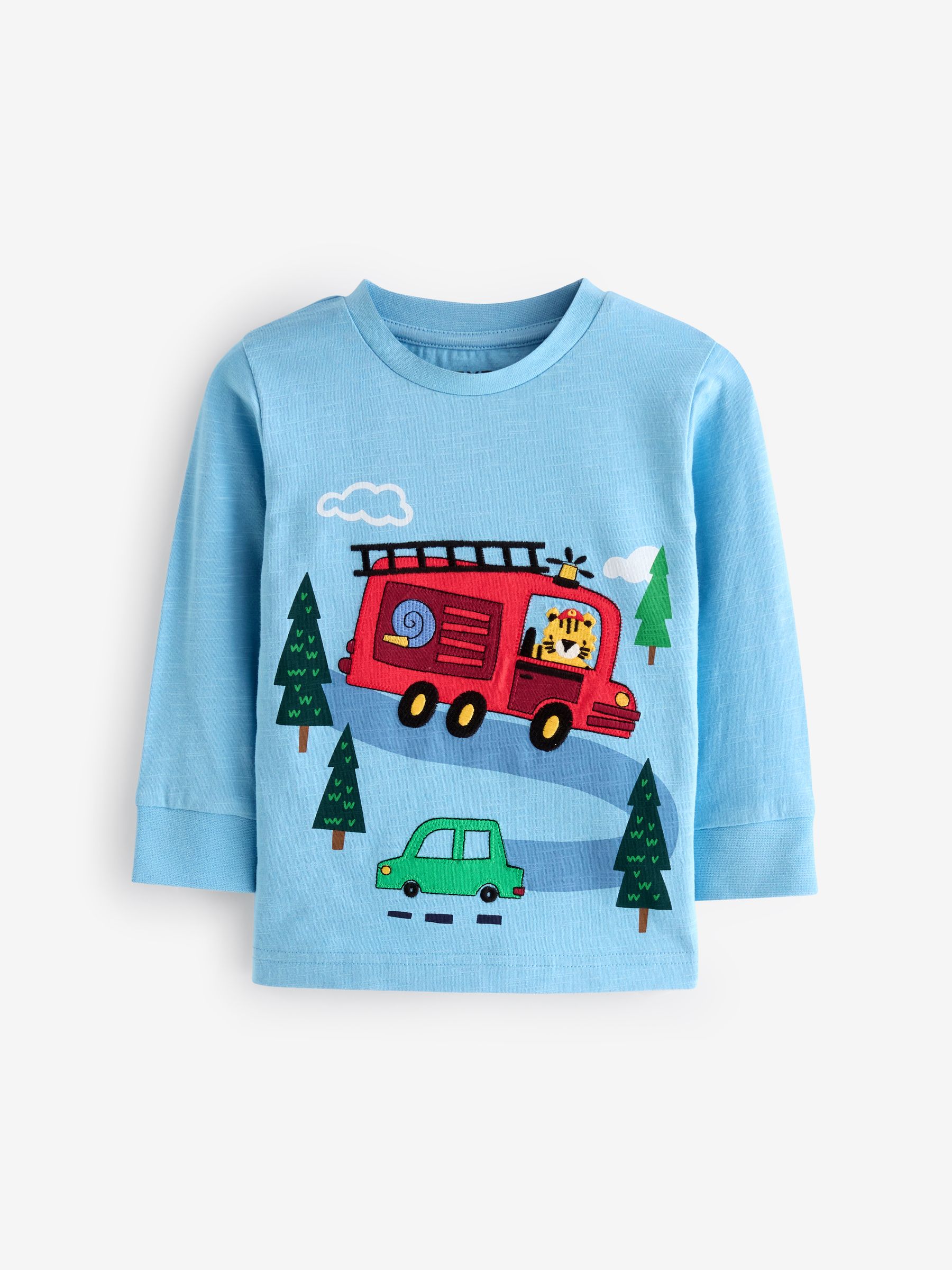 Buy Blue Fire Engine Long Sleeve Transport T-Shirt (3mths-7yrs) from ...