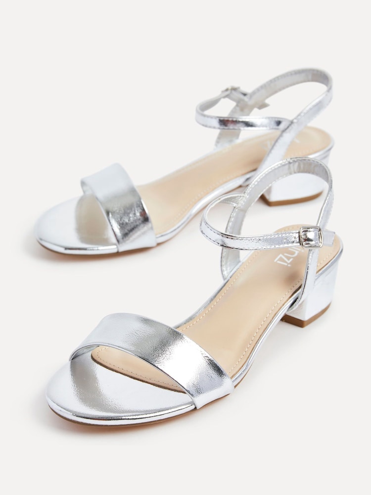 silver low heels