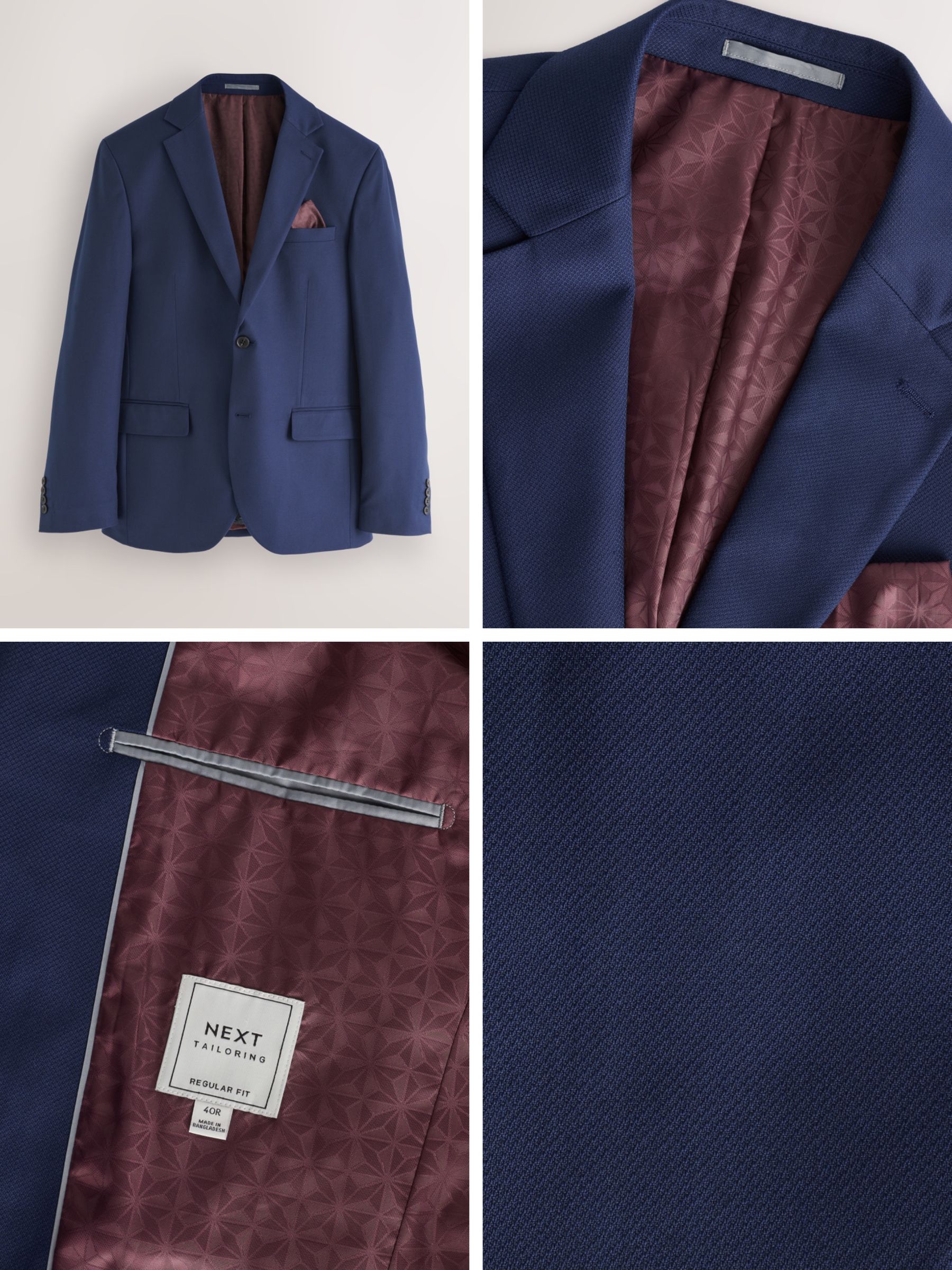 Buy Bright Blue Regular Fit Textured Suit Jacket from Next Turkey