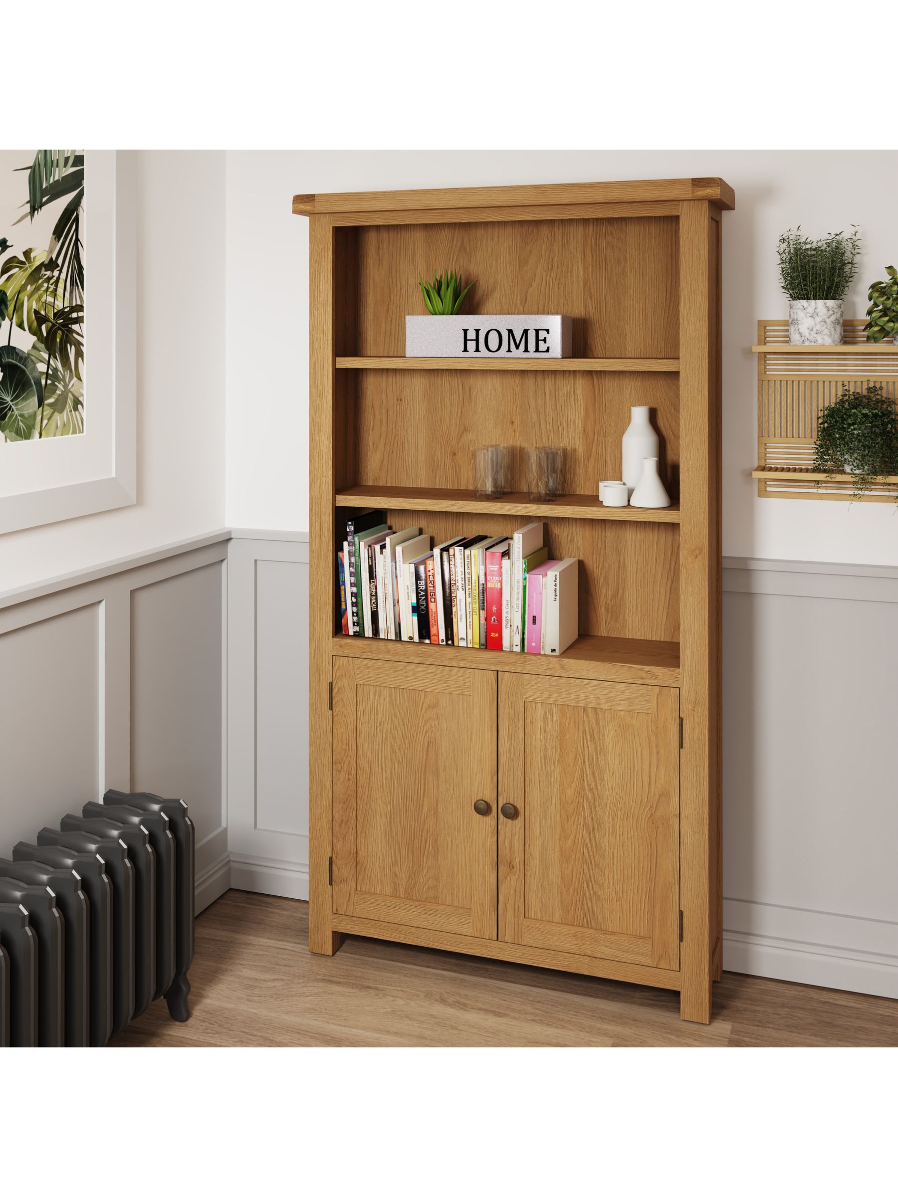 Buy K Interiors Oak Canterbury Solid Wood Large Bookcase from the Next ...