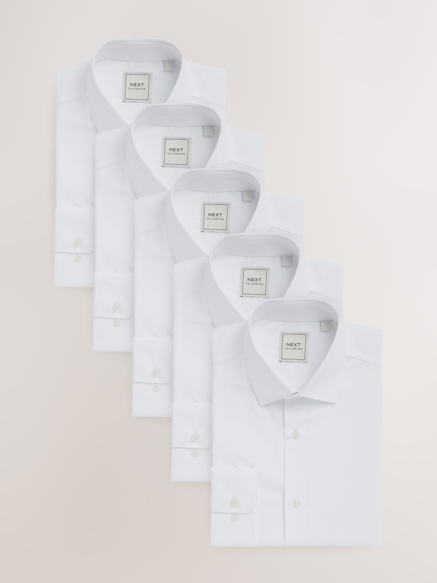 Buy White Slim Fit Easy Care Single Cuff Smart Shirts 5 Pack from the ...