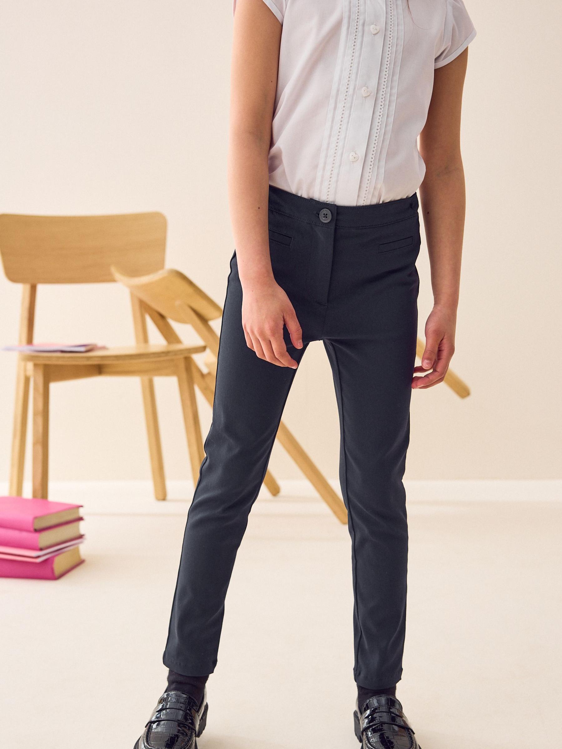 Buy Navy Blue Regular Length School Skinny Stretch Trousers (3-18yrs ...