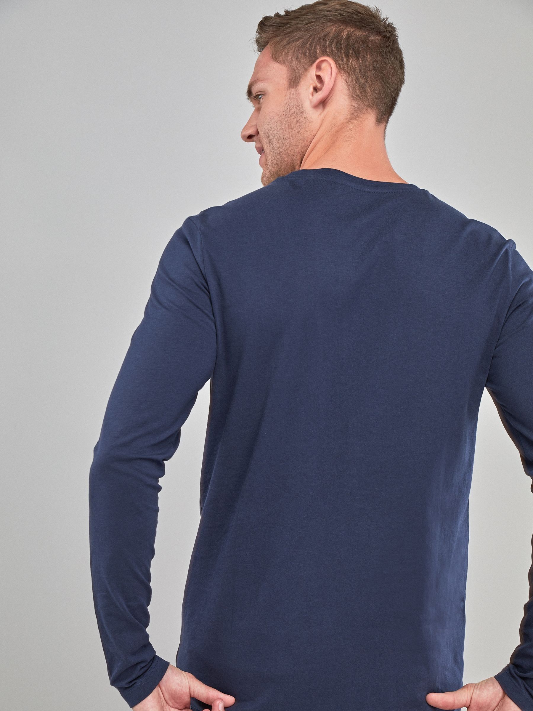 Buy Navy Blue Regular Fit Long Sleeve Crew Neck T-Shirt from the Next ...
