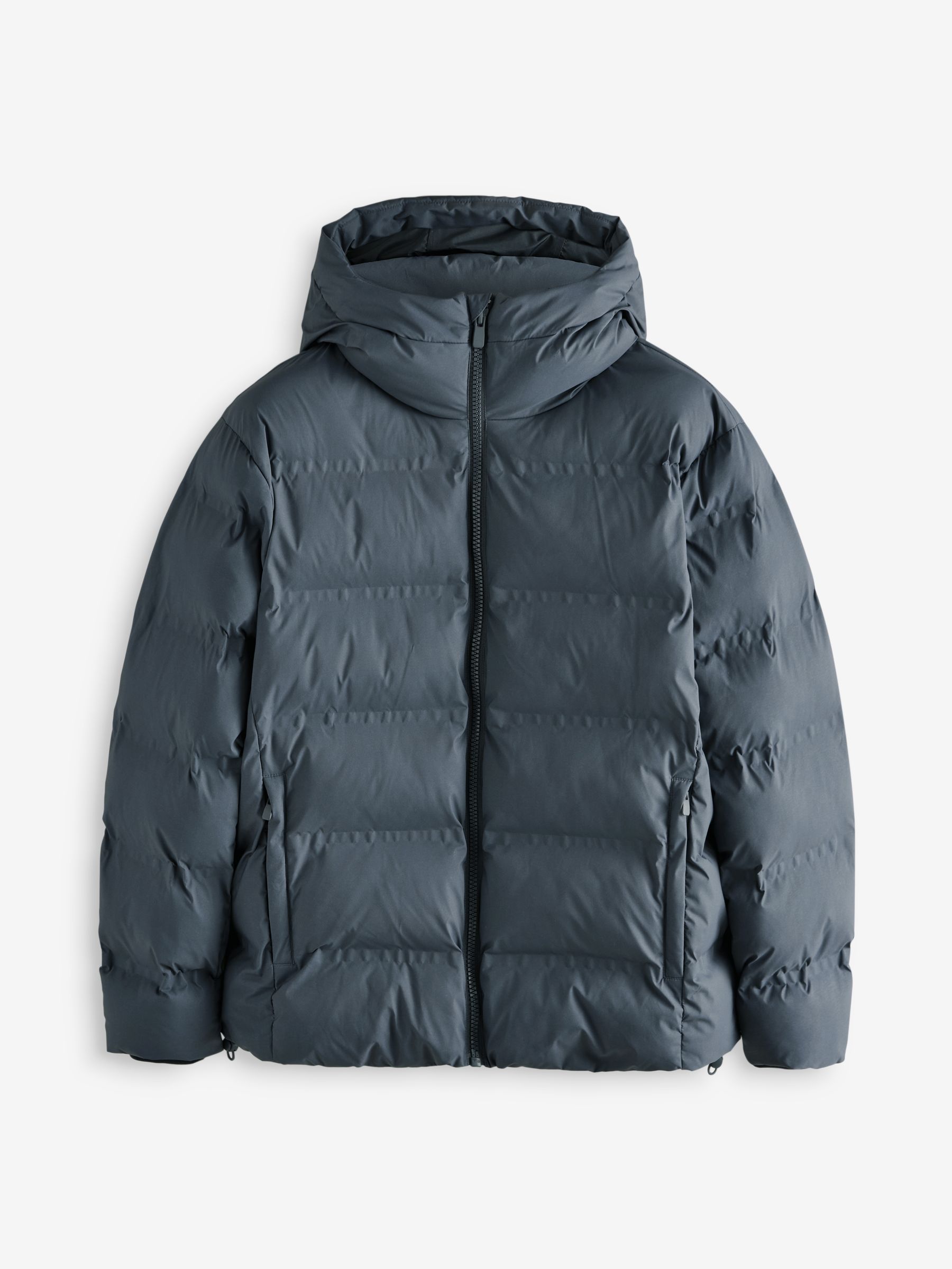 Buy Slate Grey Regular Length Shower Resistant Hooded Puffer Coat from ...