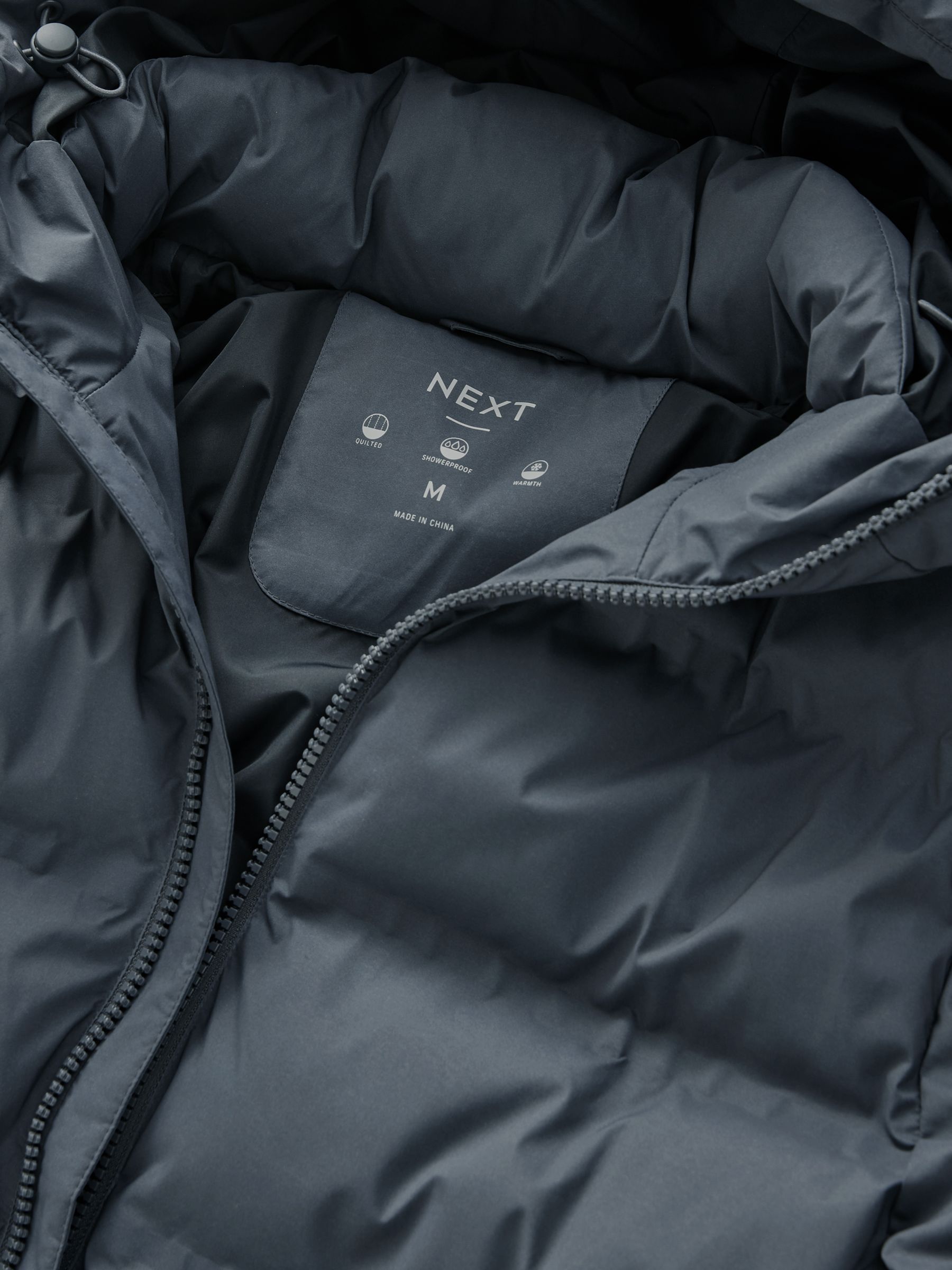 Buy Slate Grey Regular Length Shower Resistant Hooded Puffer Coat from ...