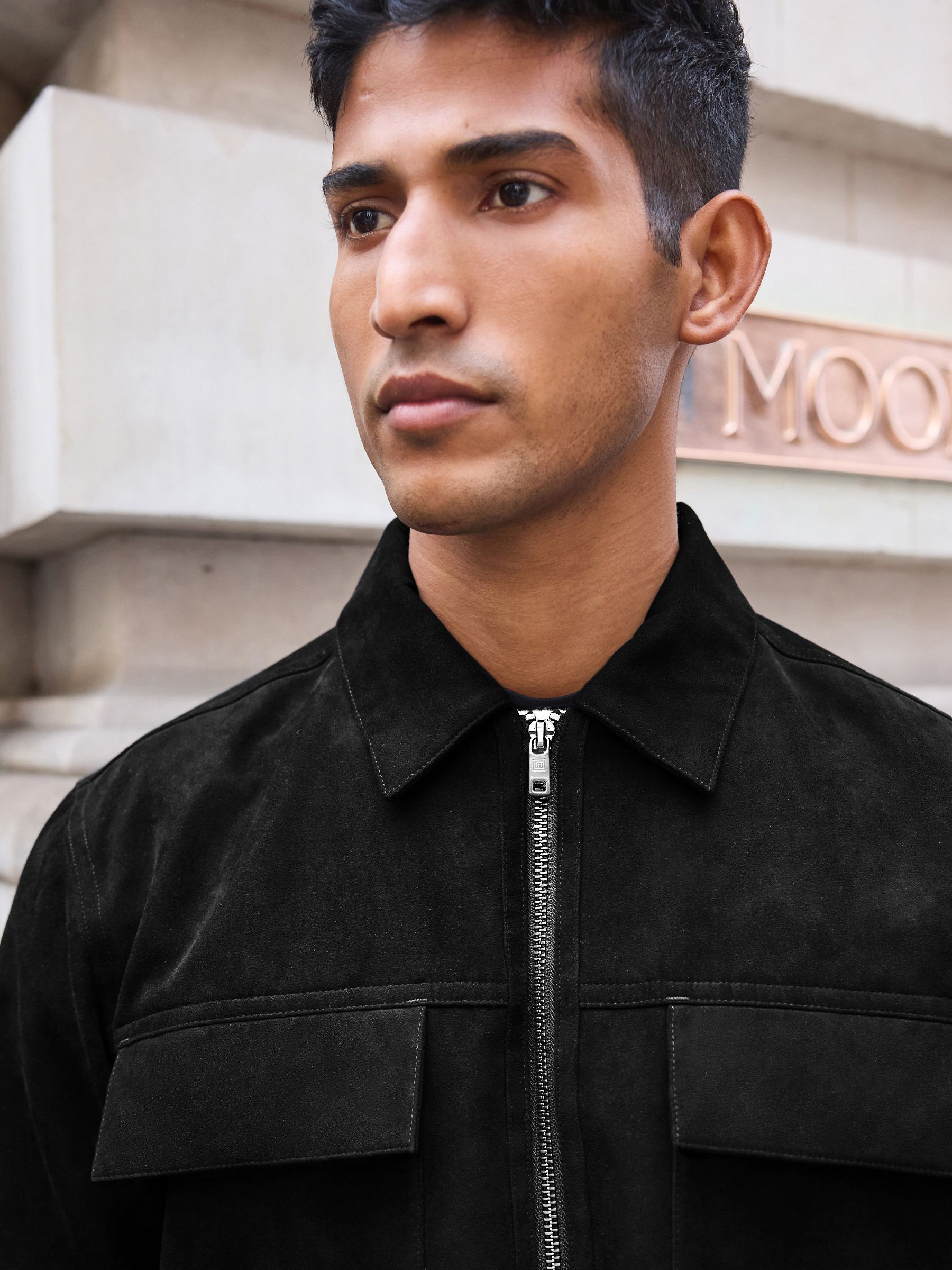 Buy Black Faux Suede Collared Shacket from the Next UK online shop