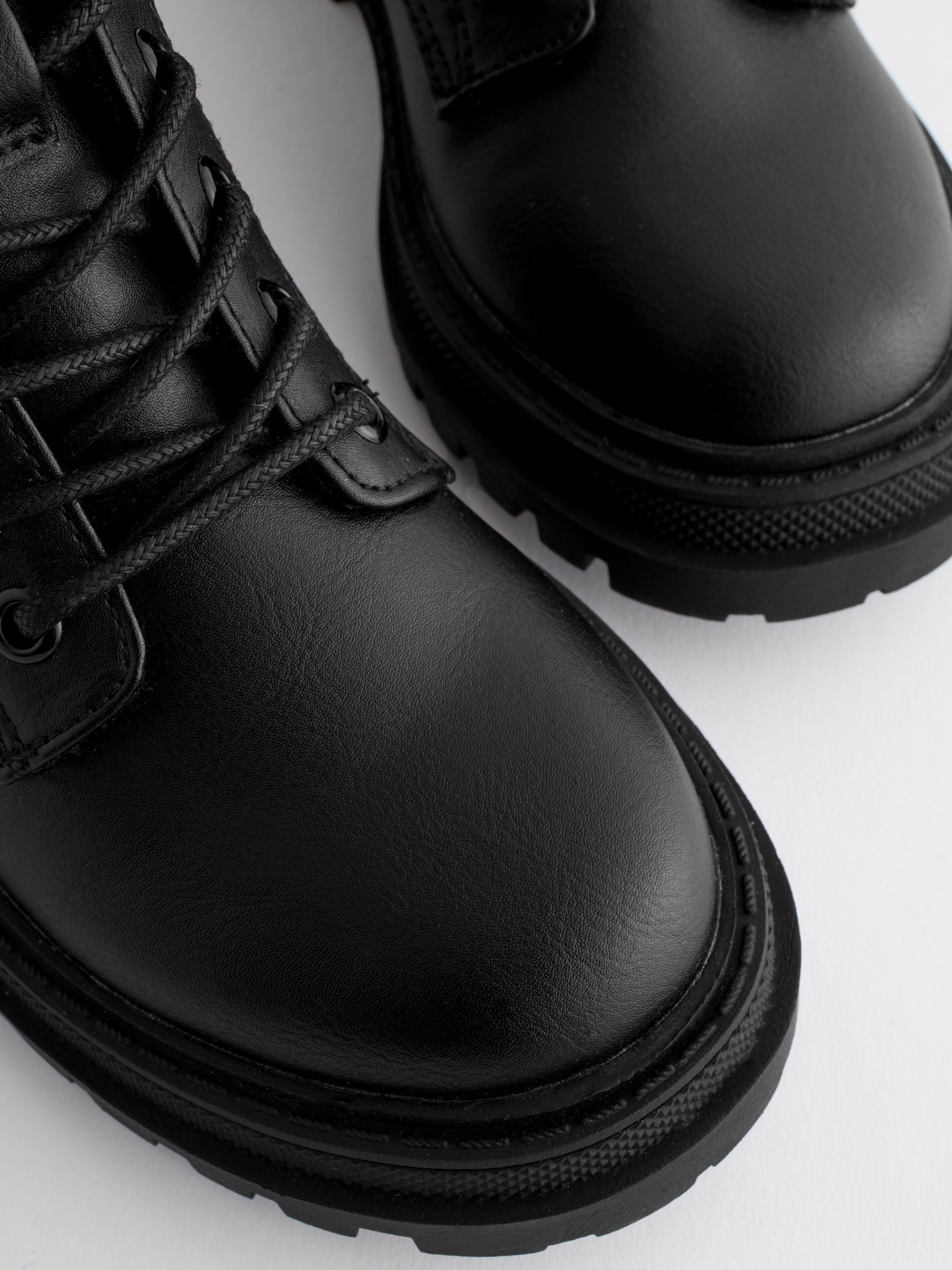 Buy Matt Black Wide Fit (G) Warm Lined Lace-Up Ankle Boots from the ...