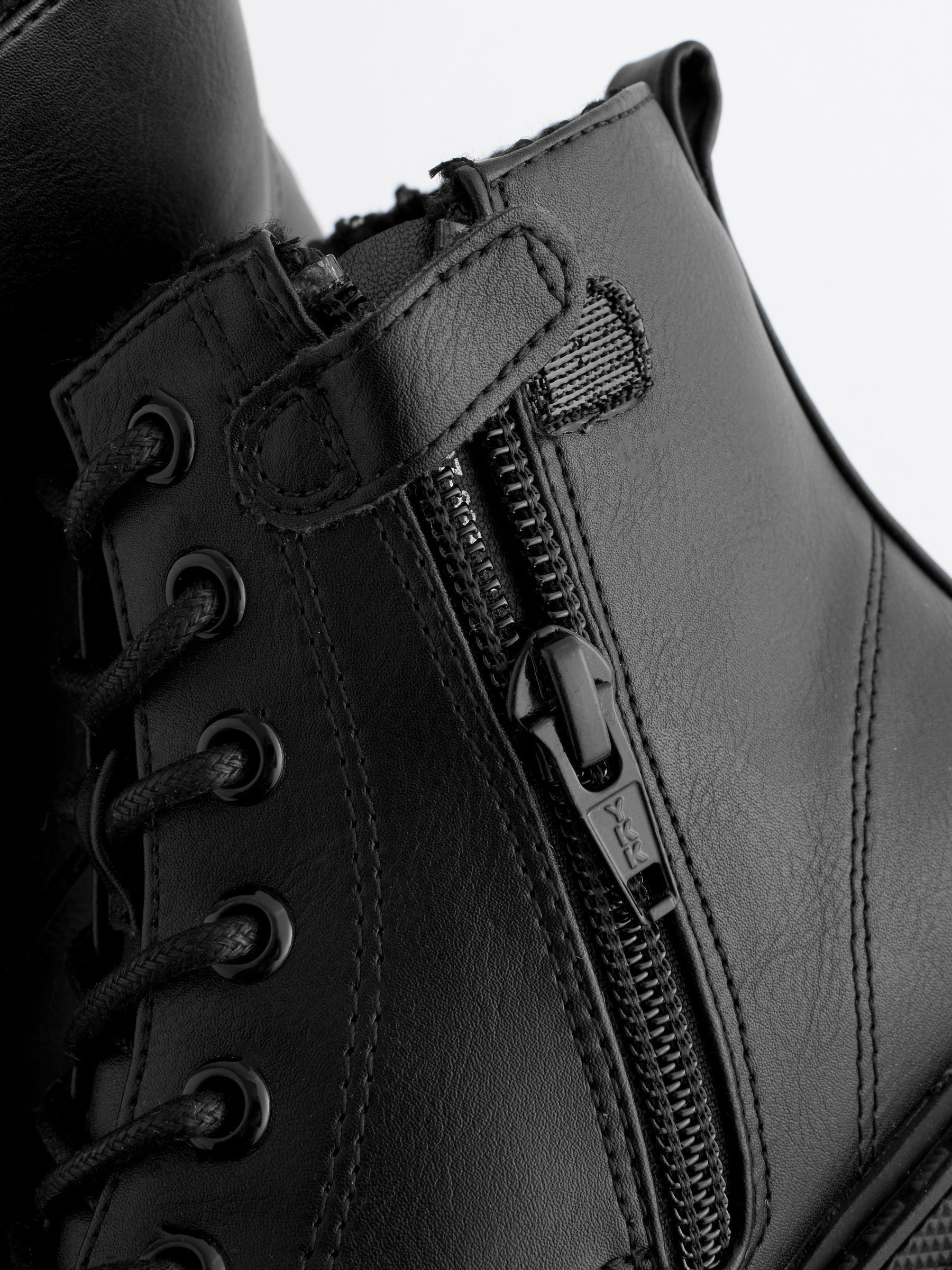 Buy Matt Black Wide Fit (G) Warm Lined Lace-Up Ankle Boots from the ...