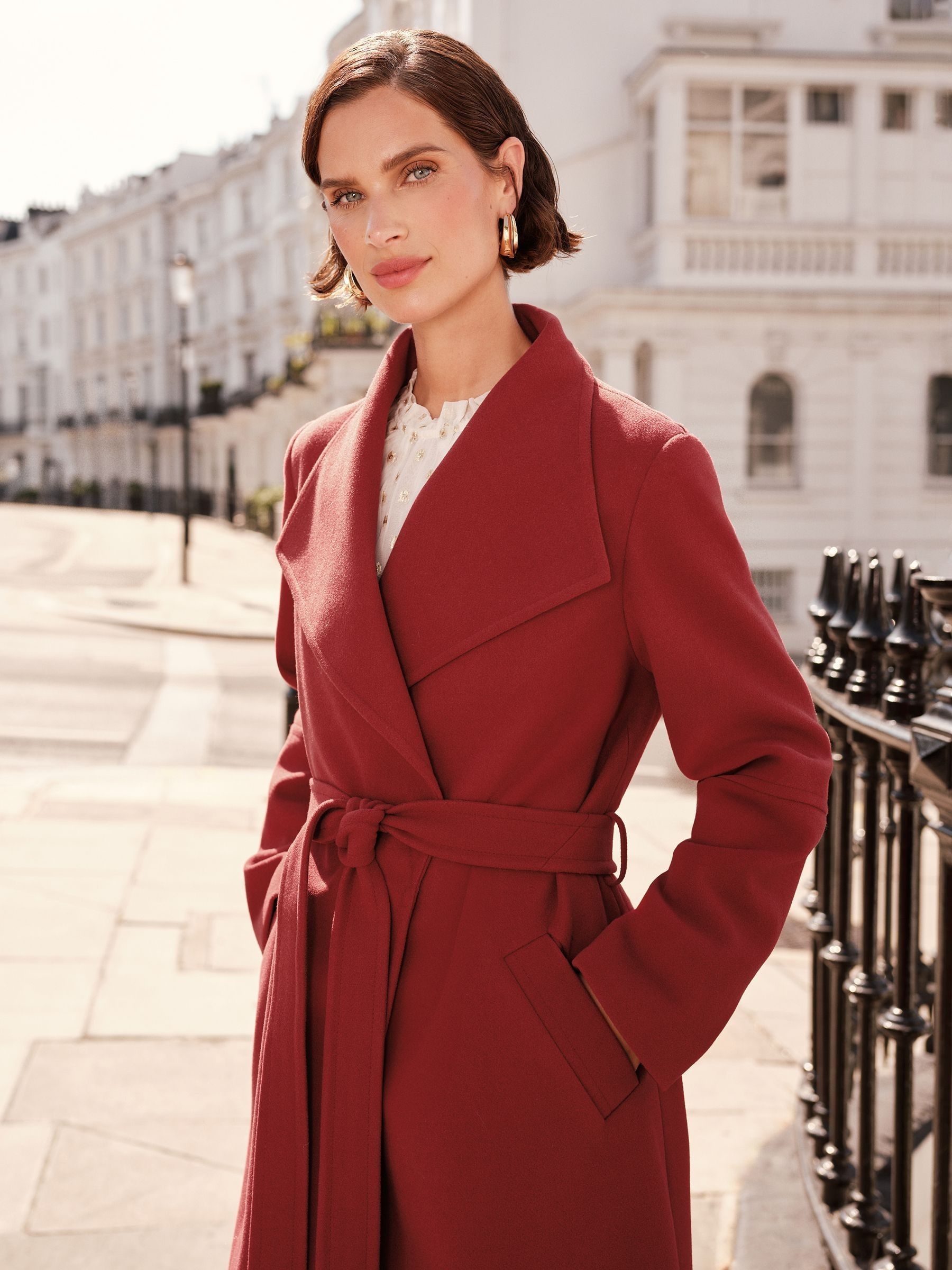 Buy Love & Roses Red Shawl Collar Belted Coat from the Next UK online shop