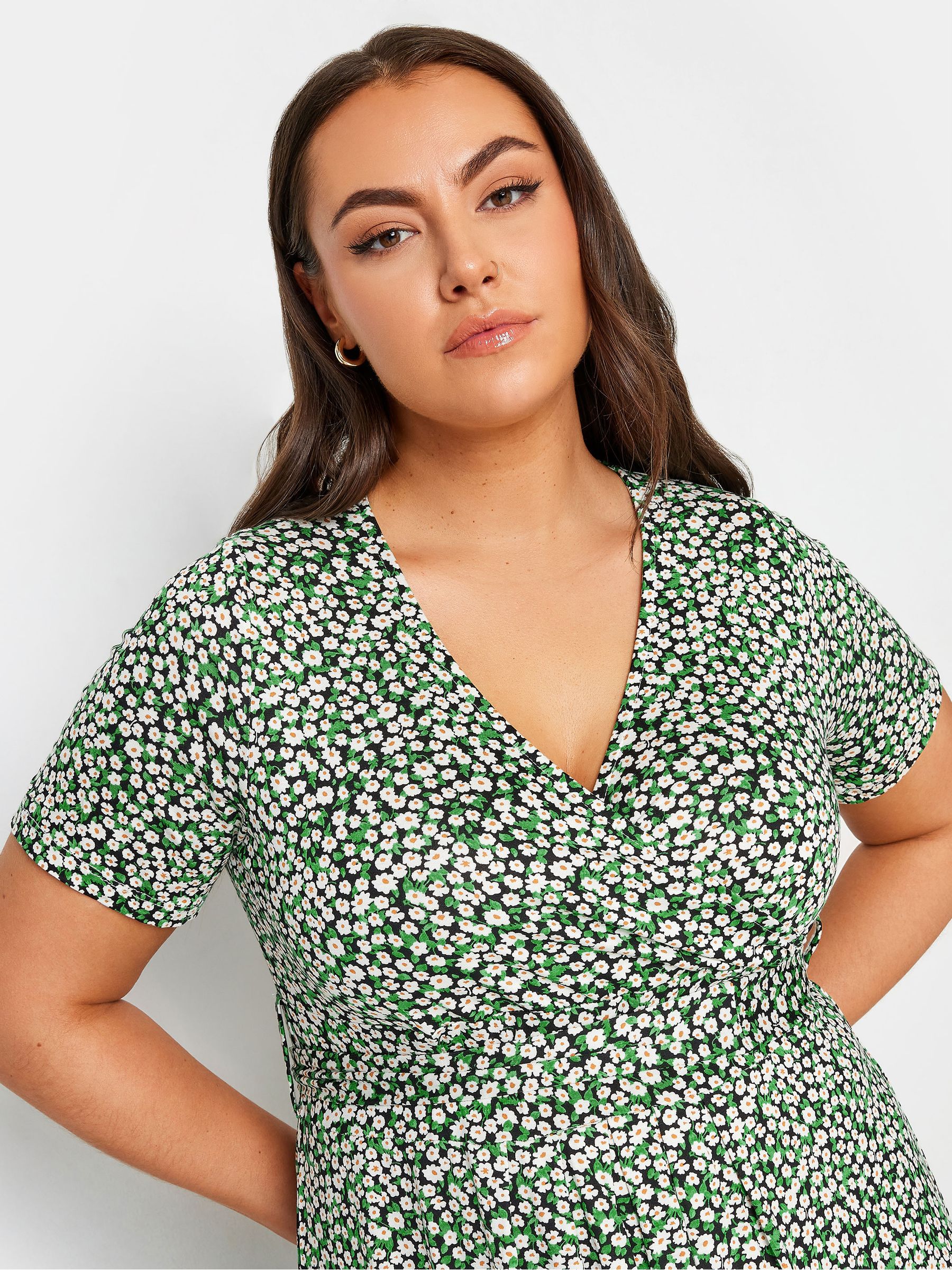 Buy Yours Curve Green Floral Maxi Wrap Dress from the Next UK online shop