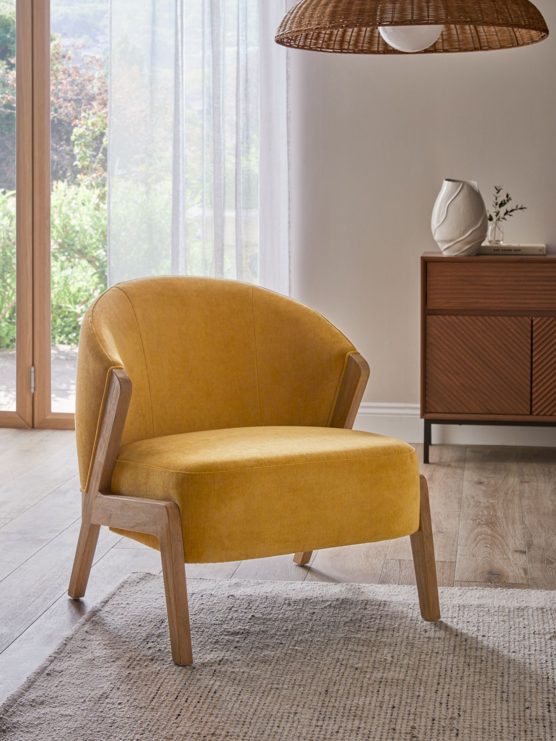 Buy Bronx Frame, Fine Chenille Ochre Yellow Turner Wooden Accent Chair ...