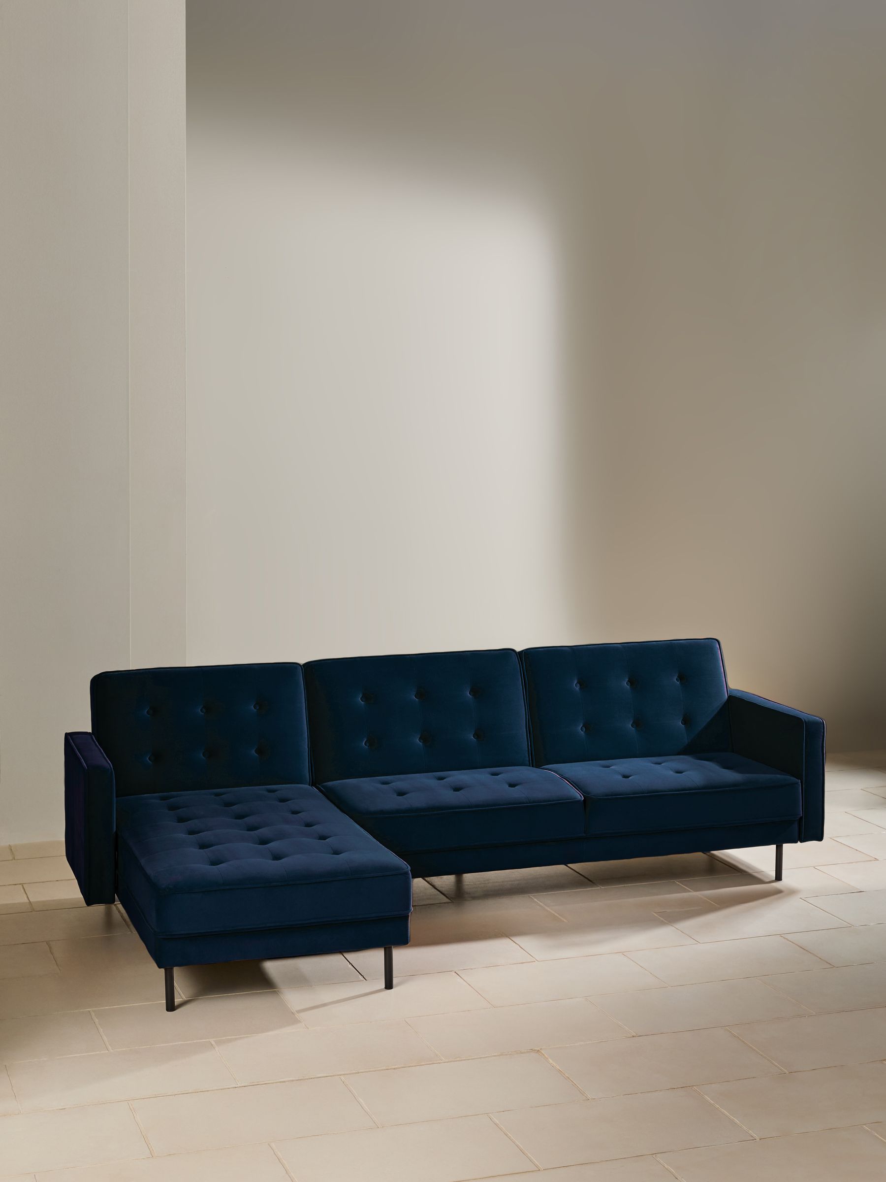 Buy MADE.COM Midnight Navy Blue Velvet Rosslyn Left Hand Facing Sofa ...