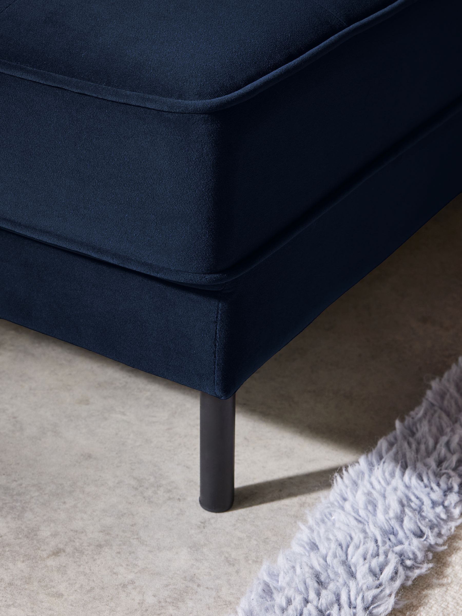 Buy MADE.COM Midnight Navy Blue Velvet Rosslyn Left Hand Facing Sofa ...
