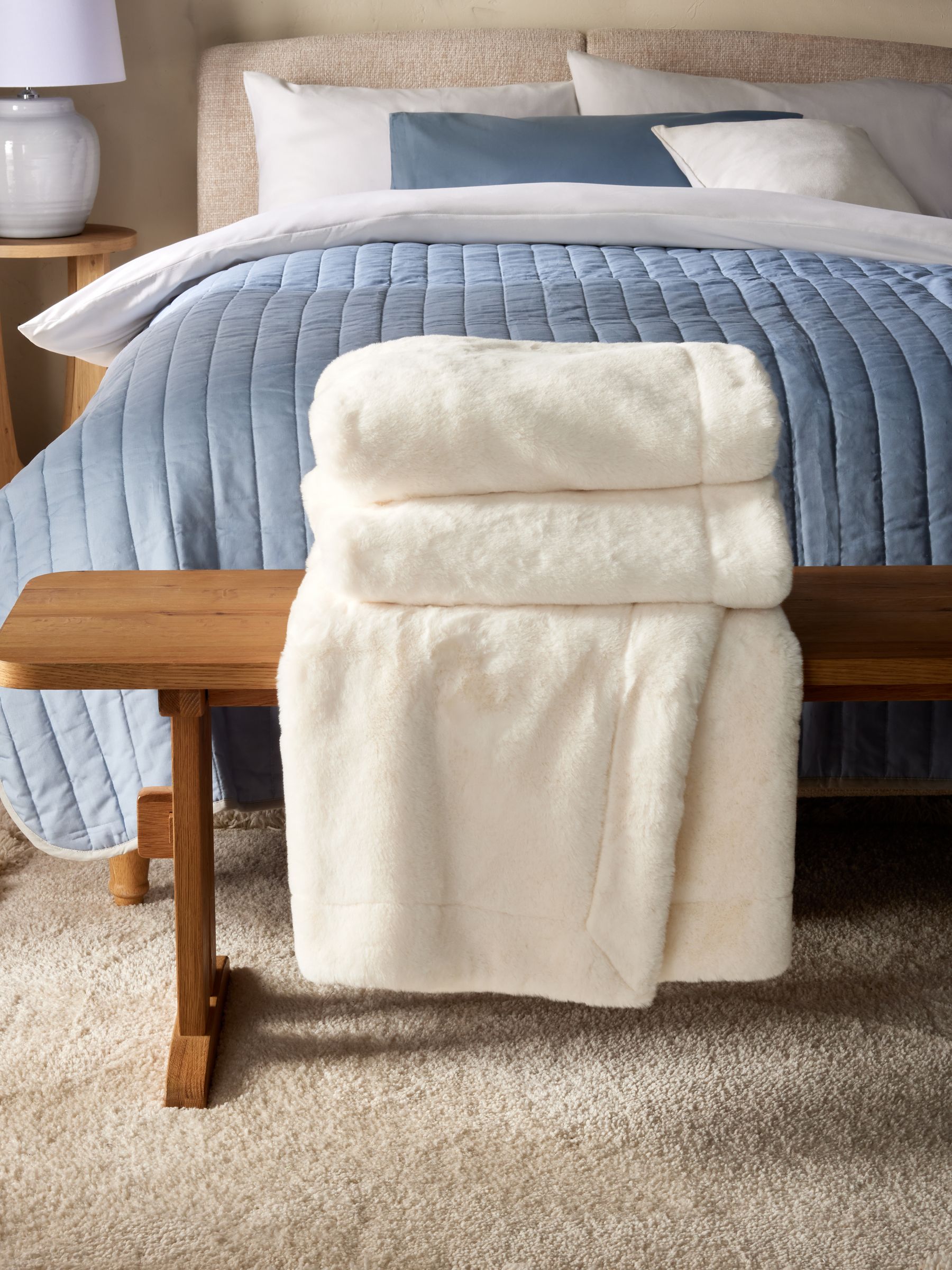 Buy Ivory Extra Cosy Plush Faux Fur Sherpa Reverse Throw from the Next ...