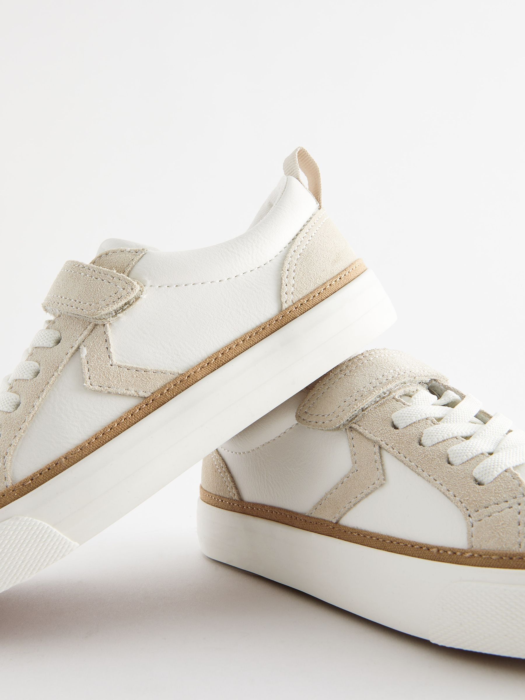 Buy White Wide Fit (G) Elastic Lace Touch Fastening Chevron Trainers ...