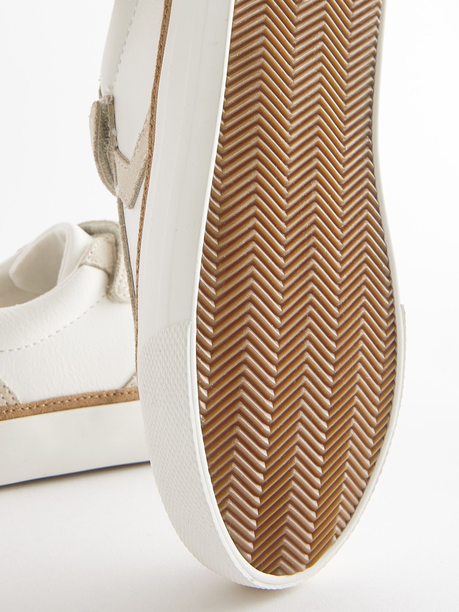 Buy White Wide Fit (G) Elastic Lace Touch Fastening Chevron Trainers ...