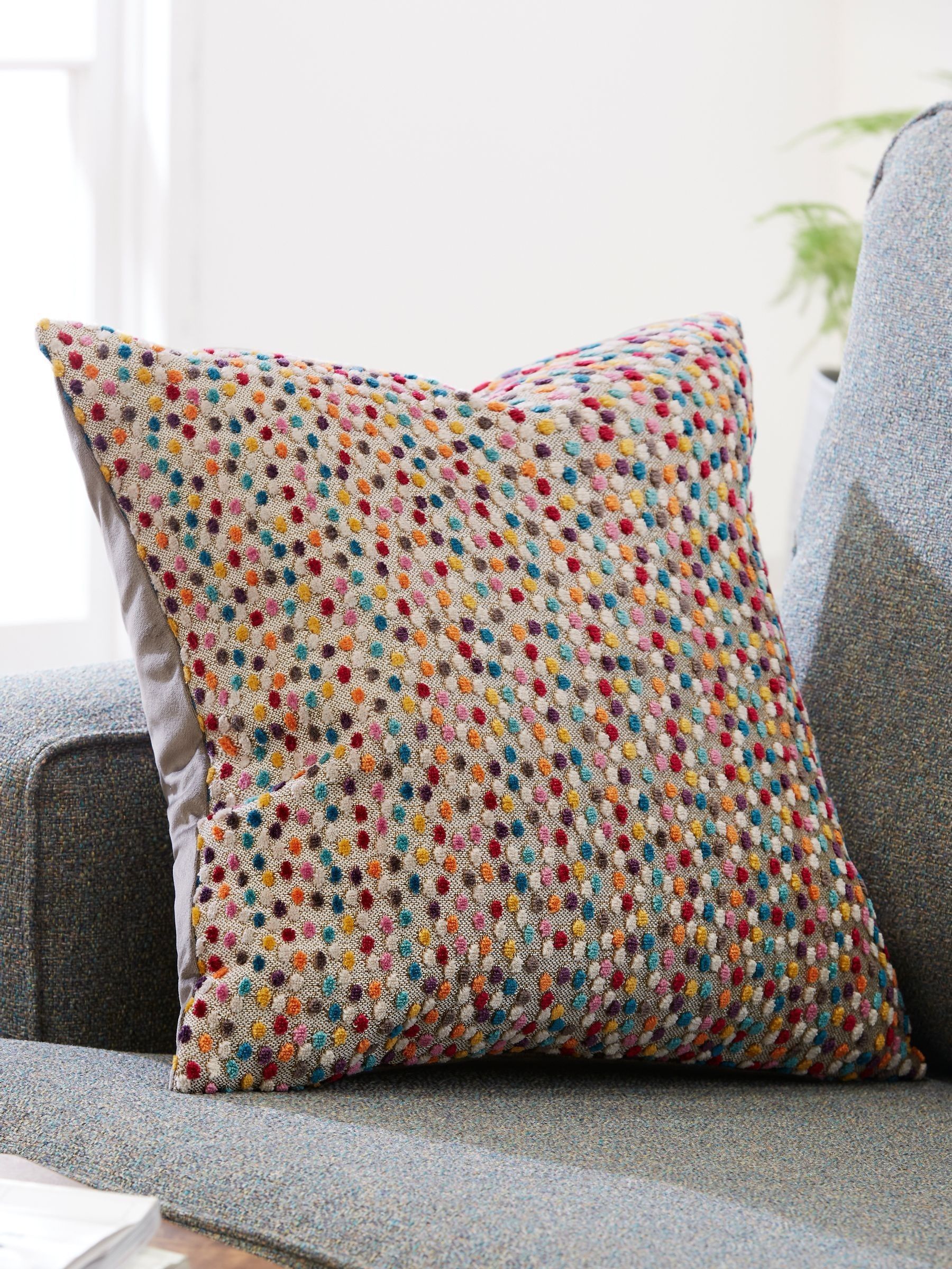 Buy Multi Cut Velvet Spot 43 x 43cm Cushion from the Next UK online shop