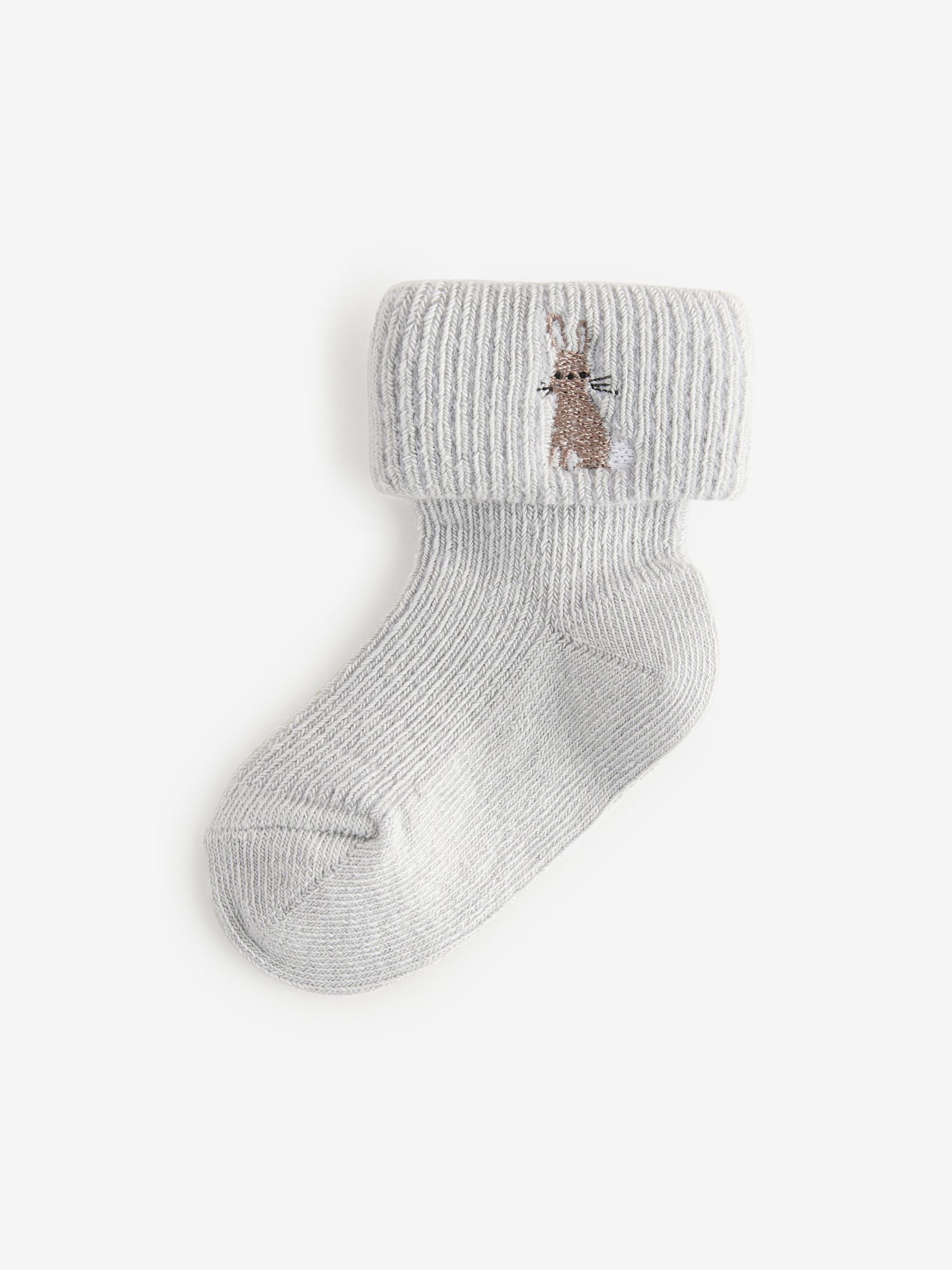 Buy Blue/Neutral Embroidered Roll Top Socks 5 Pack (0mths-2yrs) from ...