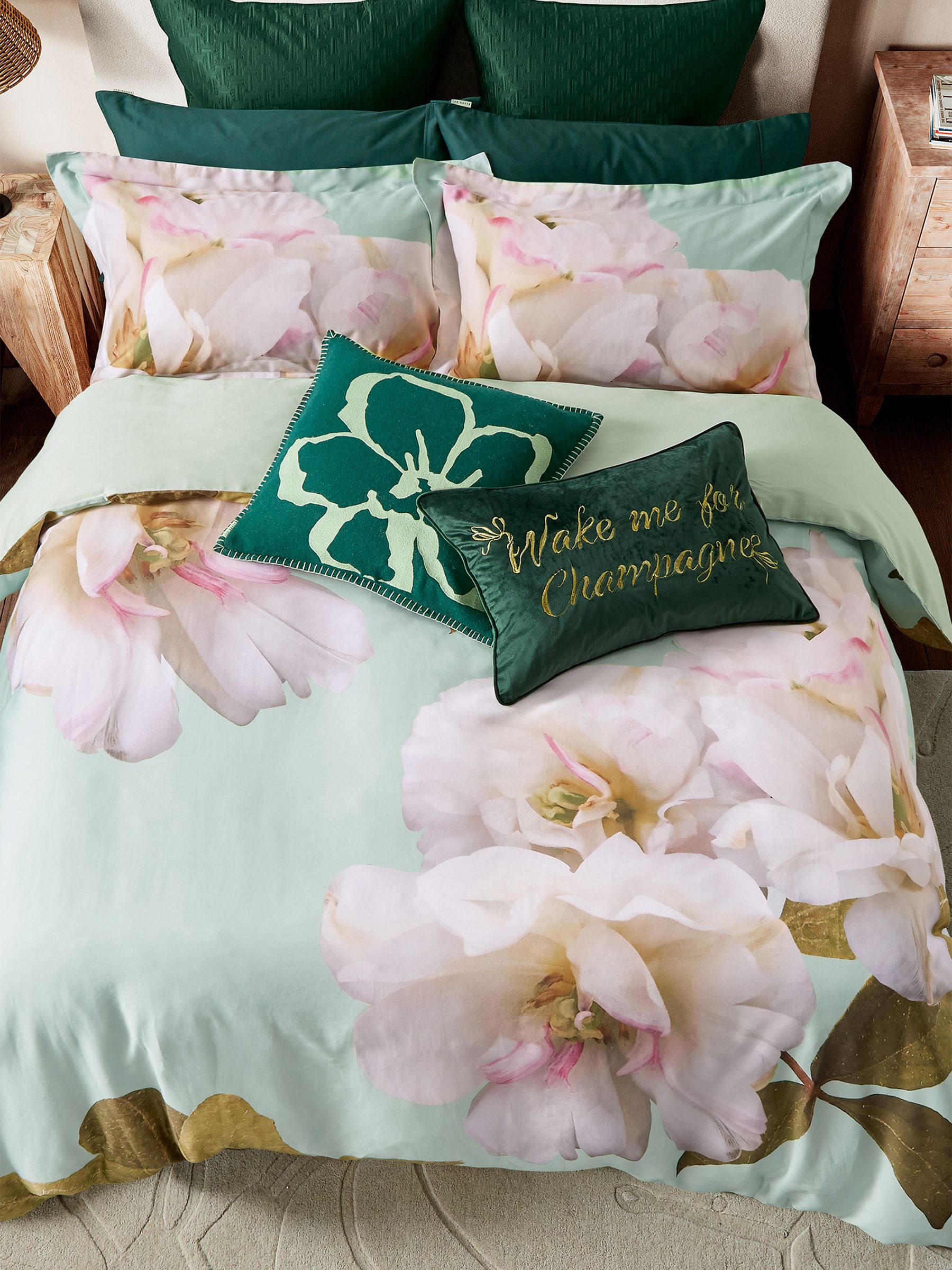 Buy Ted Baker Green 100% Cotton Gardenia Floral Duvet Cover and ...