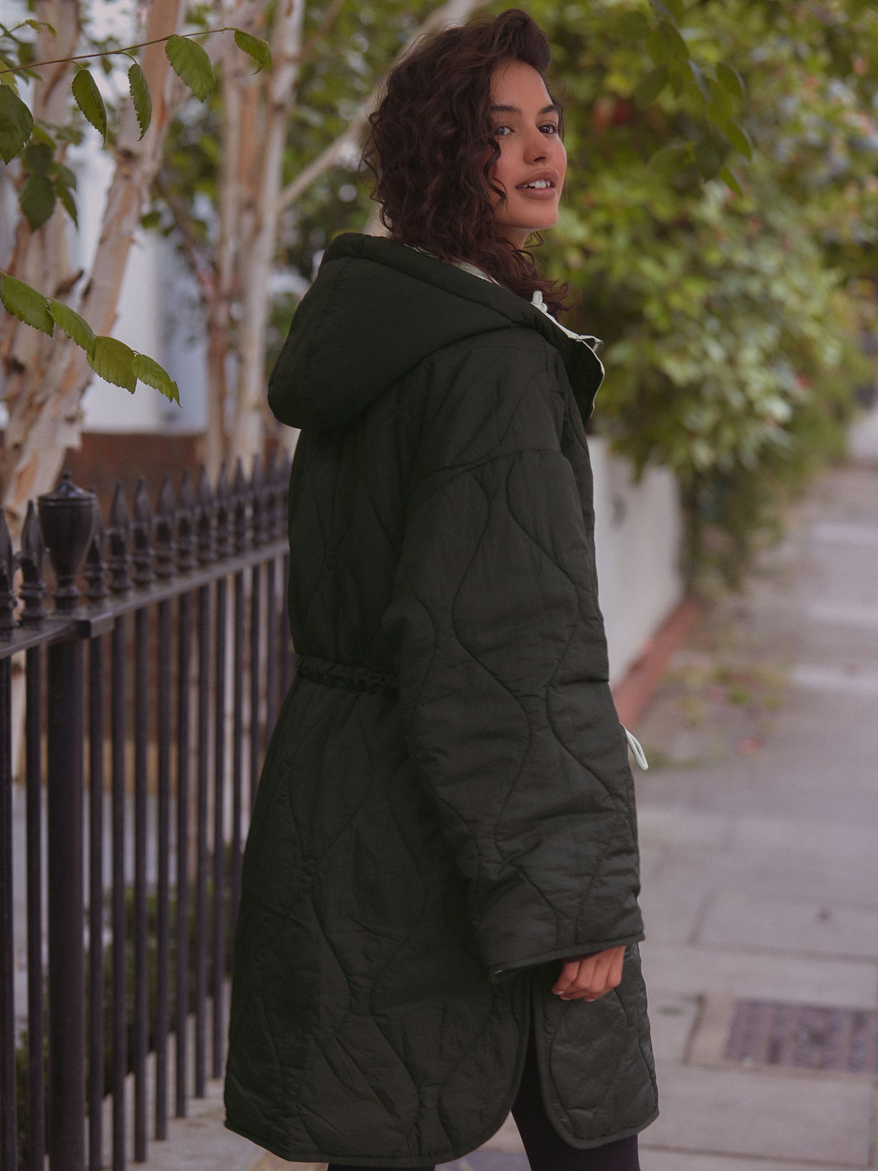 Buy Black Reversible Shower Resistant Hooded Quilted Coat from the Next ...