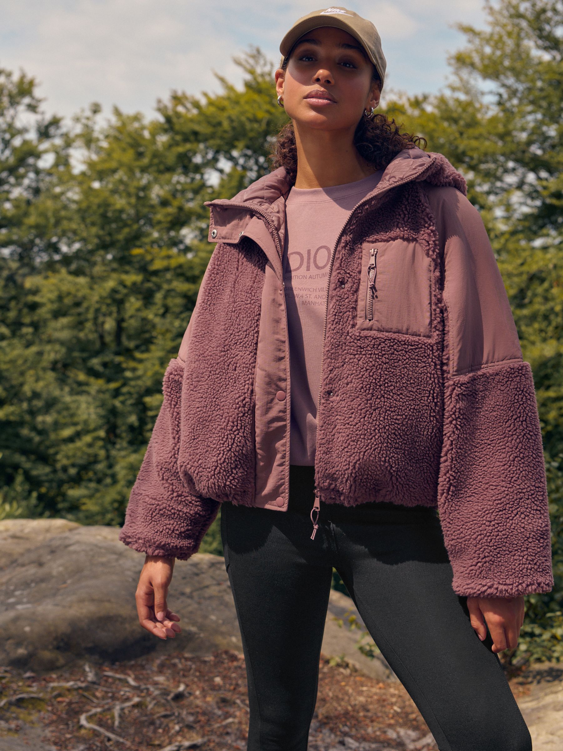 Buy Rose Pink Teddy Borg Jacket from the Next UK online shop