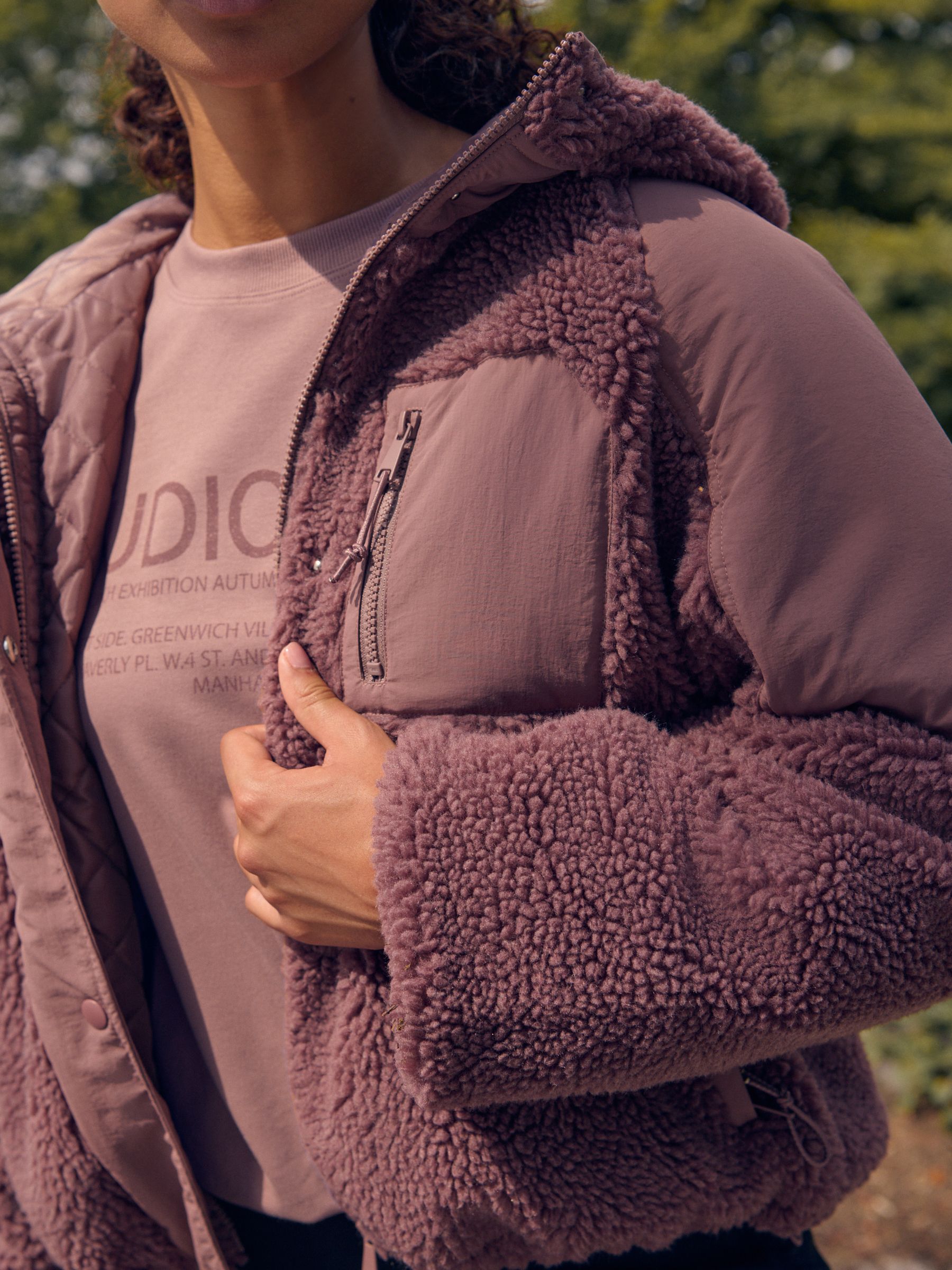 Buy Rose Pink Teddy Borg Jacket from the Next UK online shop