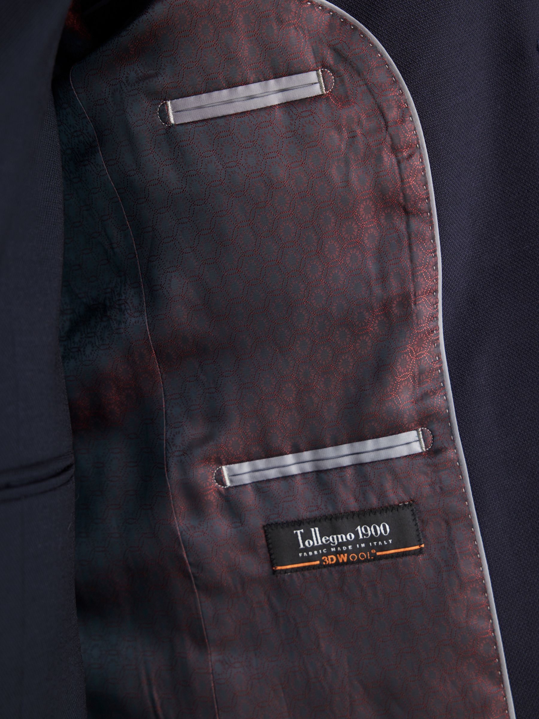 Buy Navy Blue Slim Fit Signature Tollegno Italian Wool Textured Suit ...