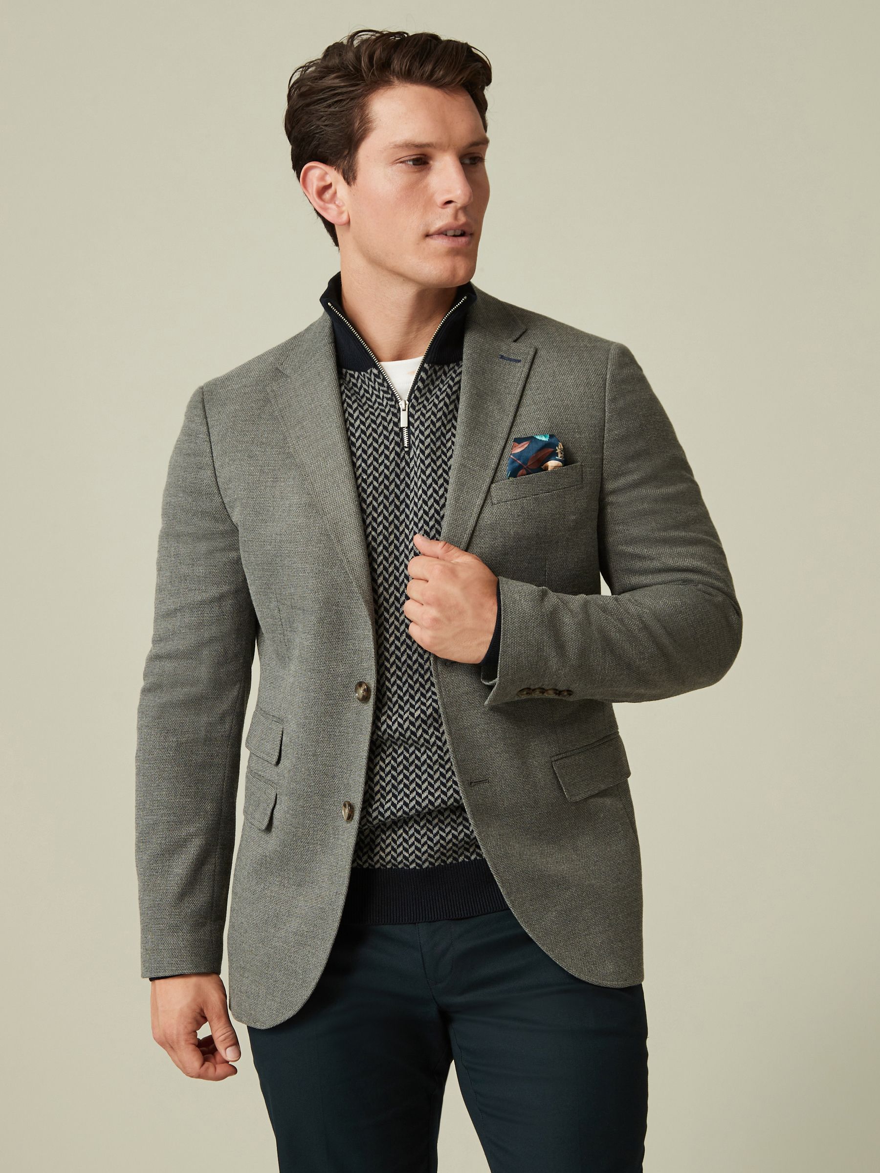 Buy Grey Slim Fit Textured Smart Blazer from the Next UK online shop