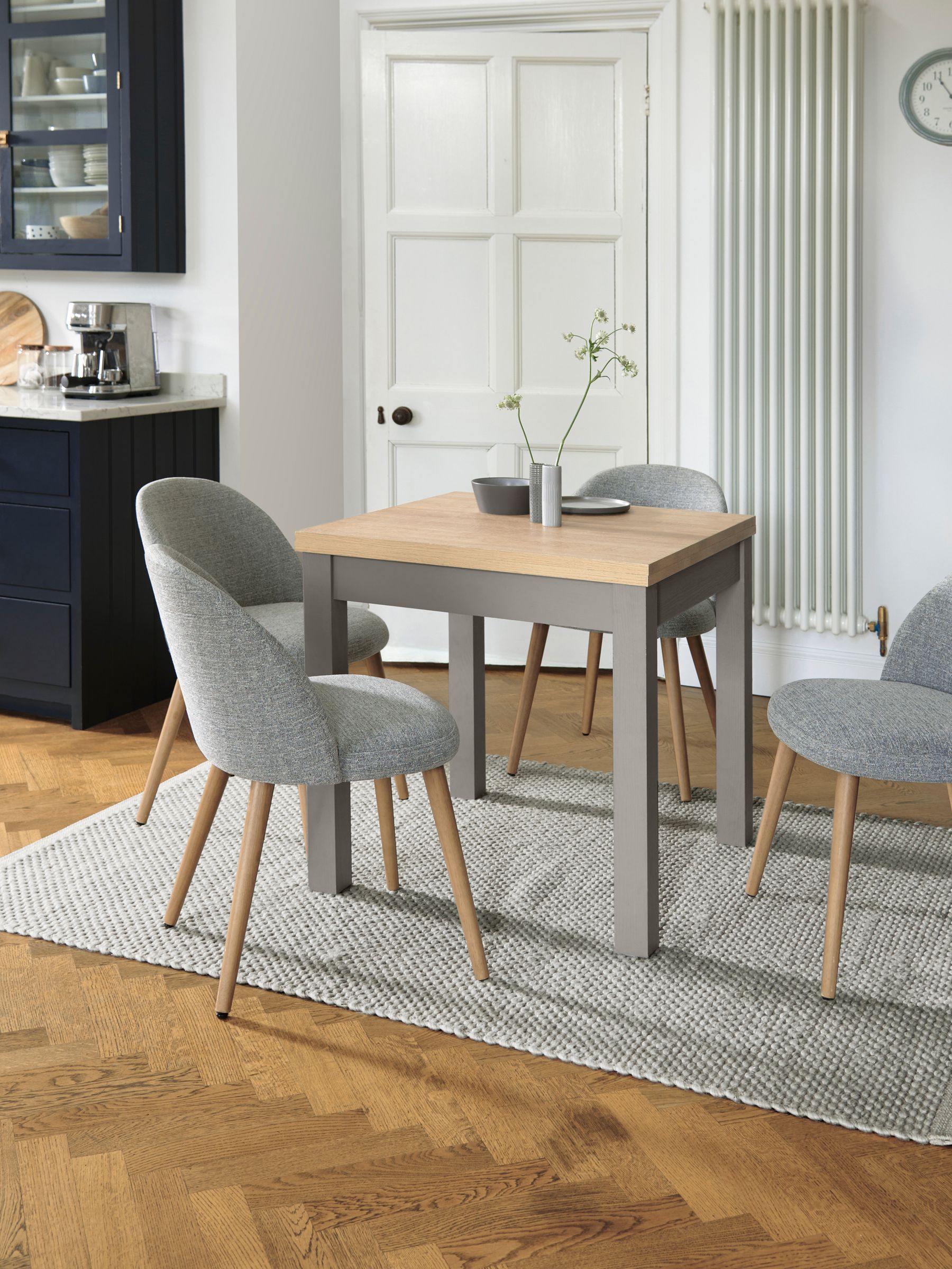 Buy Dove Grey Oak Effect 4 to 6 Seater Foldable Extending Dining Table ...
