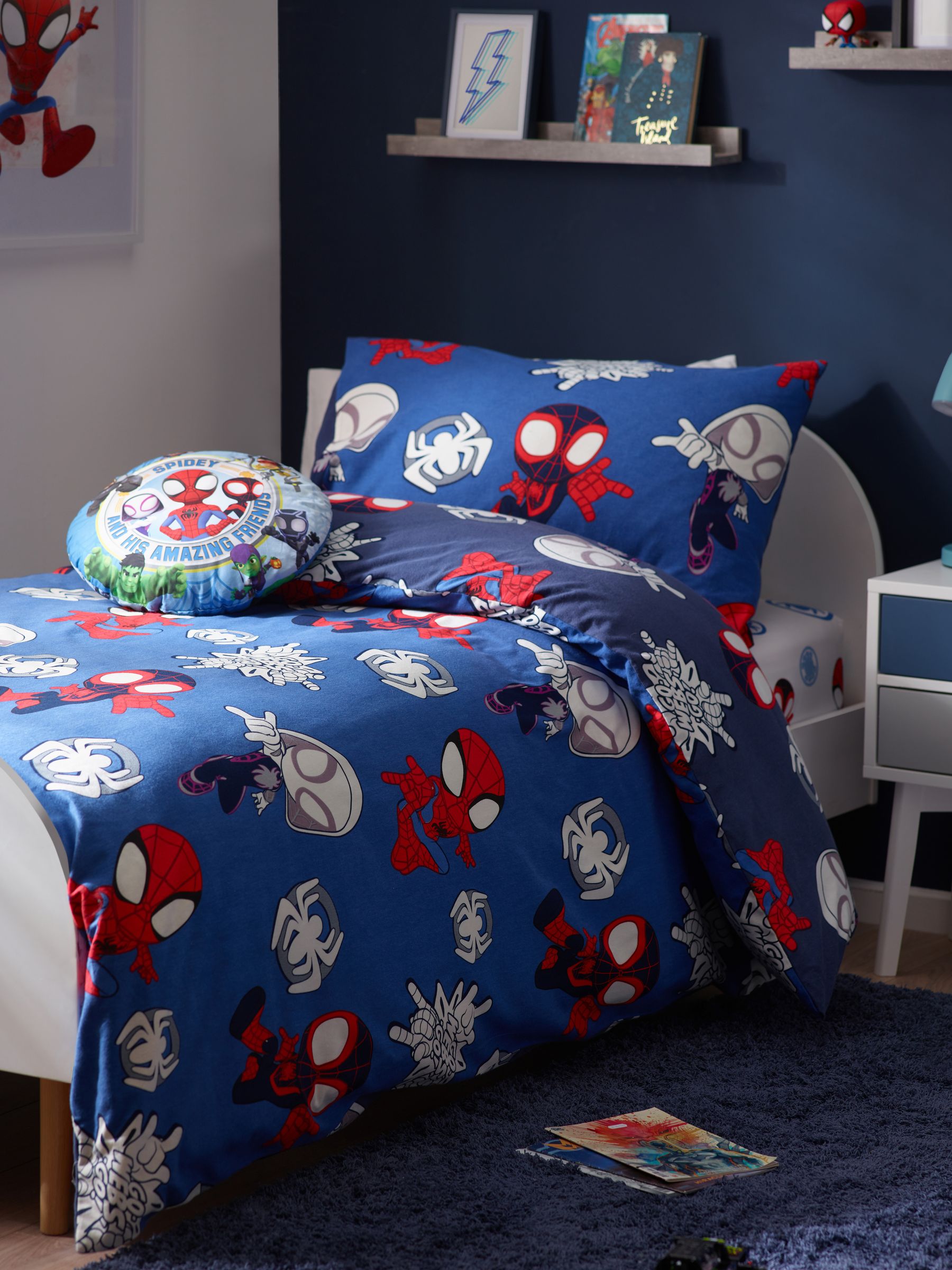 Buy Blue Disney Spidey Supersoft 100% Brushed Cotton Duvet Cover and ...