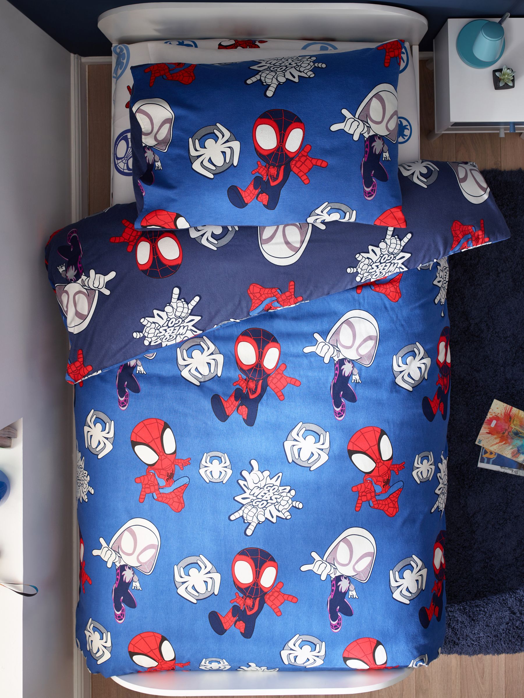 Buy Blue Disney Spidey Supersoft 100% Brushed Cotton Duvet Cover and ...