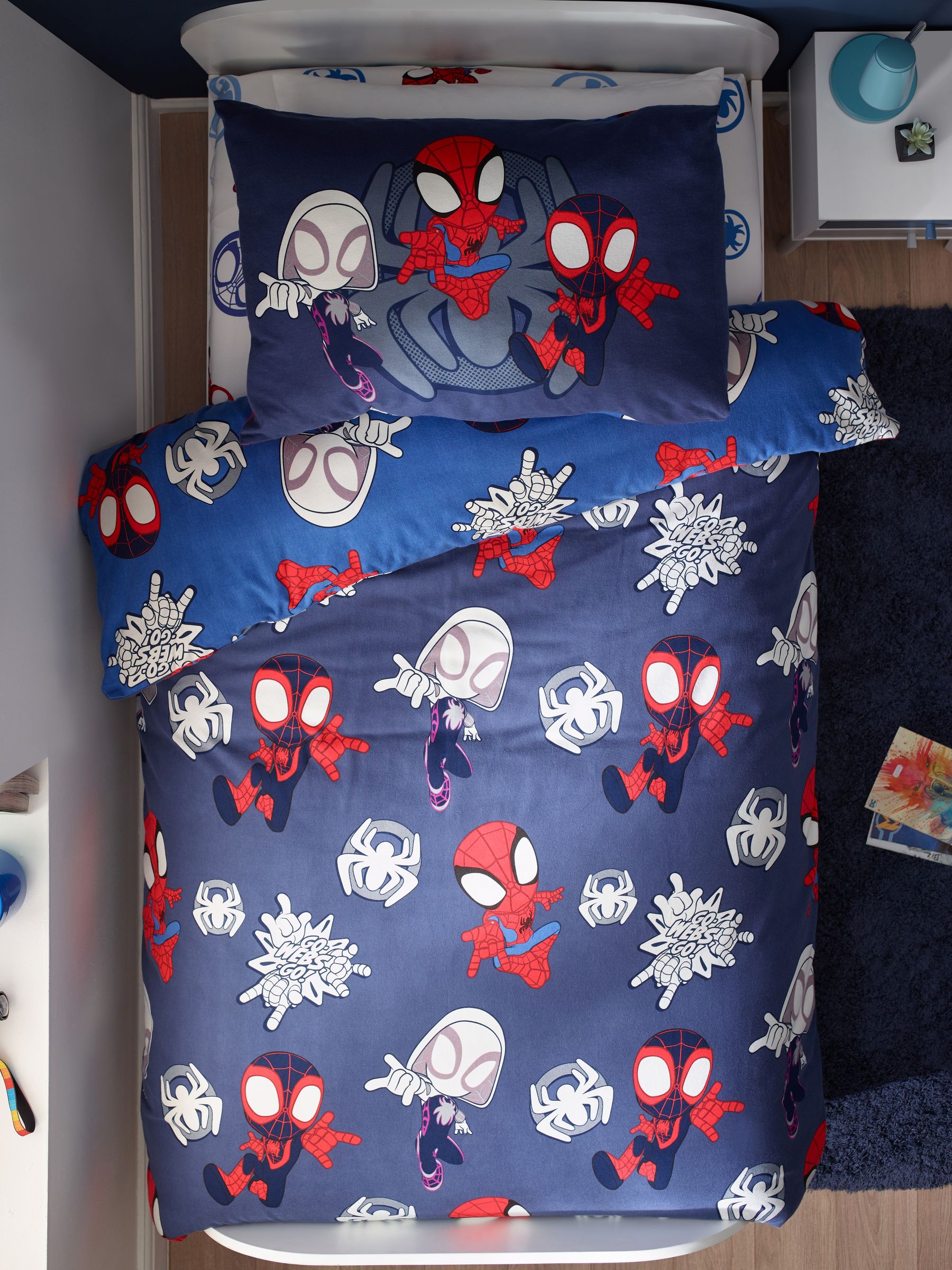 Buy Blue Disney Spidey Supersoft 100% Brushed Cotton Duvet Cover and ...